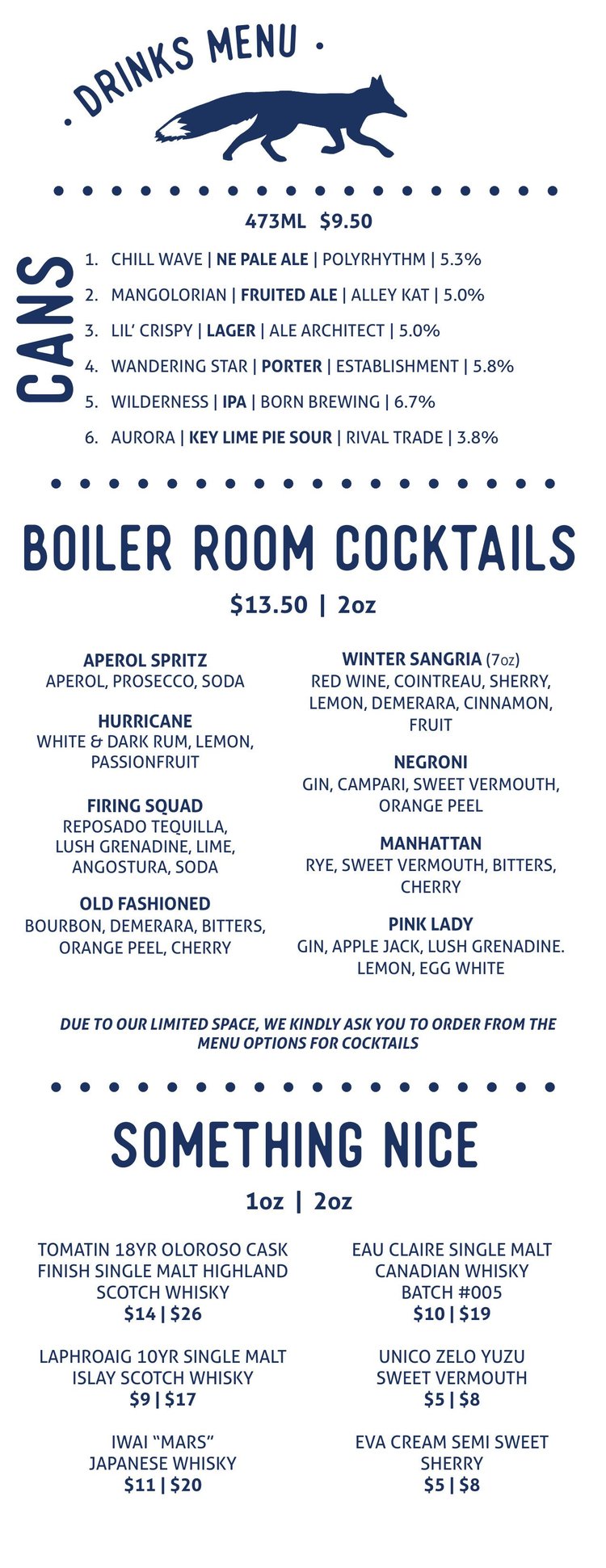 Highlands Menus — FOX BURGER