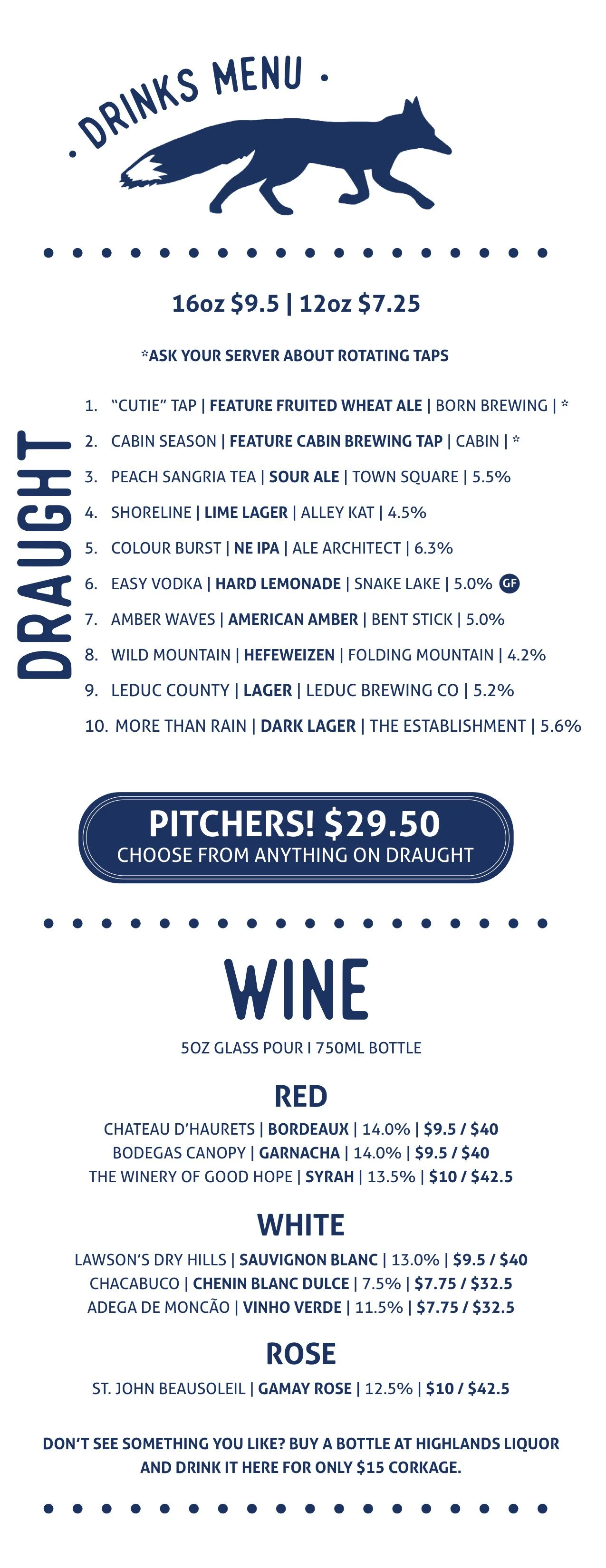 Menus — FOX BURGER