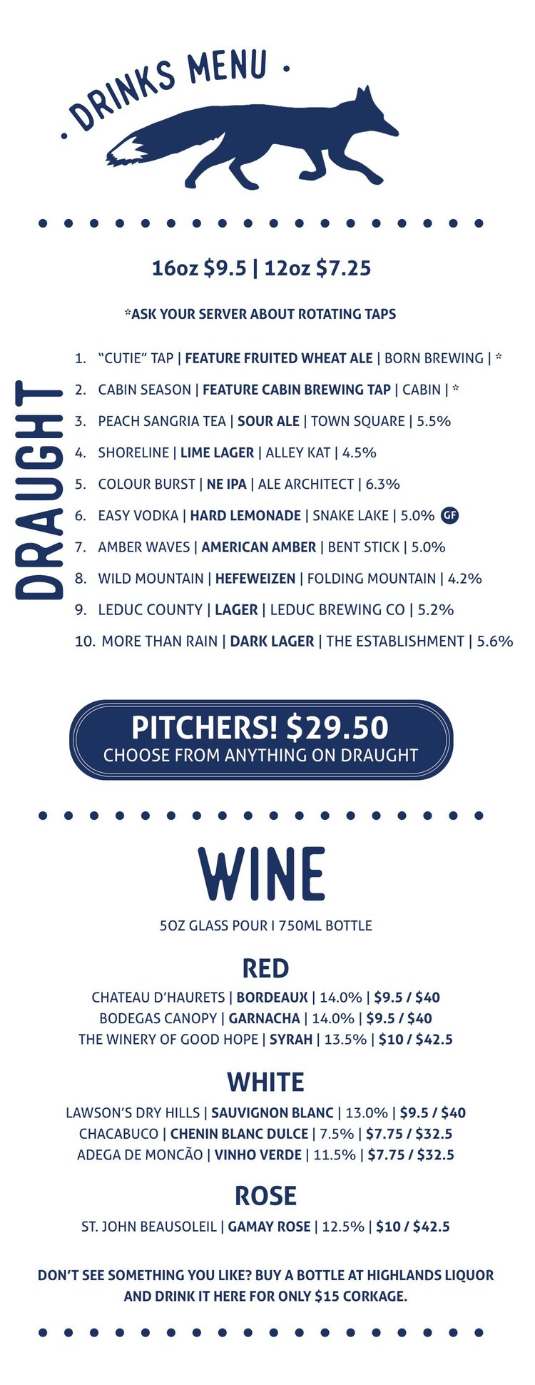 Menus — FOX BURGER