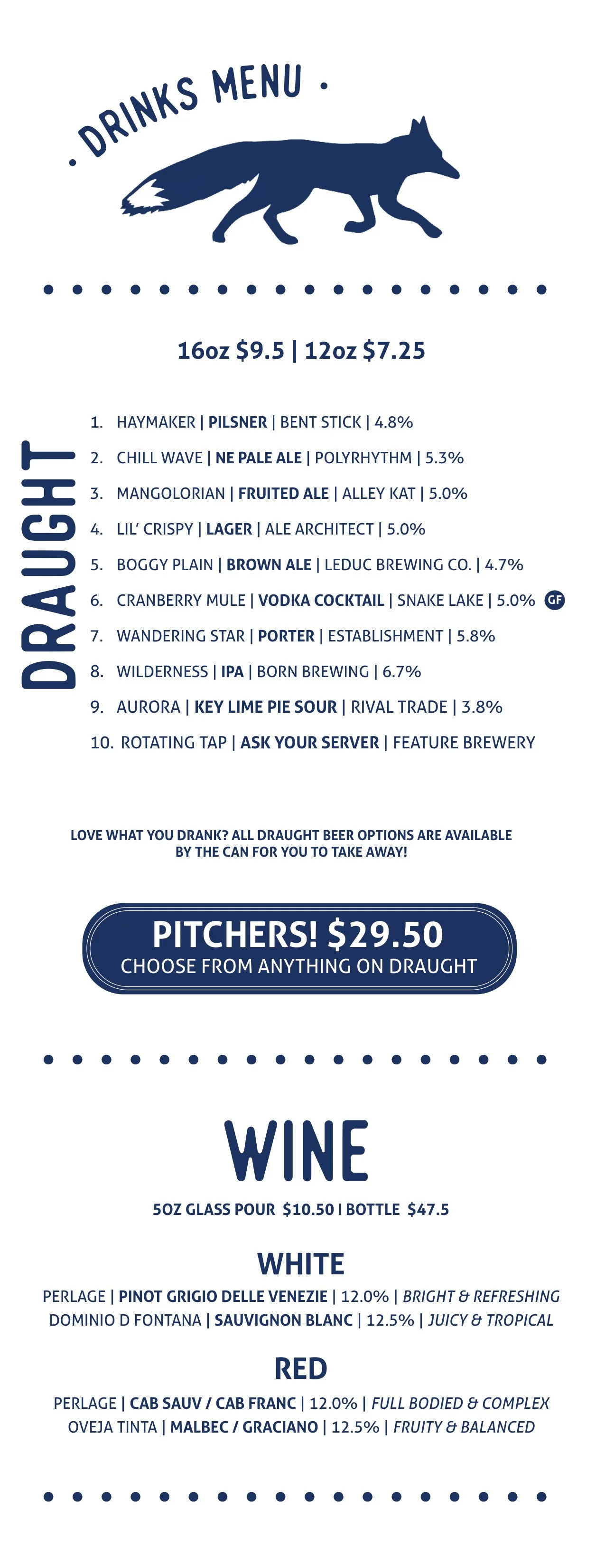 Leduc Menus — FOX BURGER