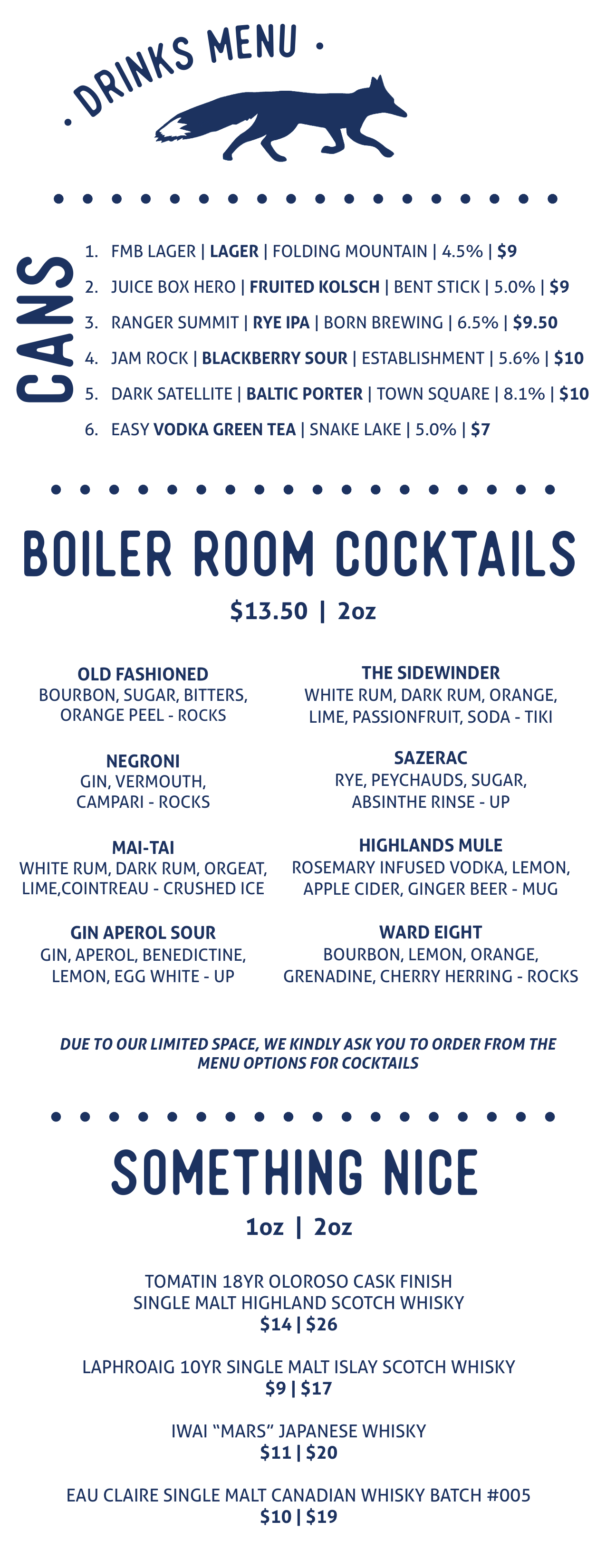 Menus — FOX BURGER