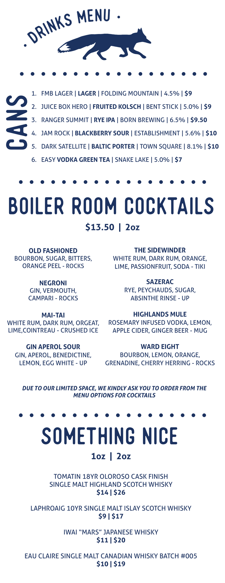 Menus — FOX BURGER