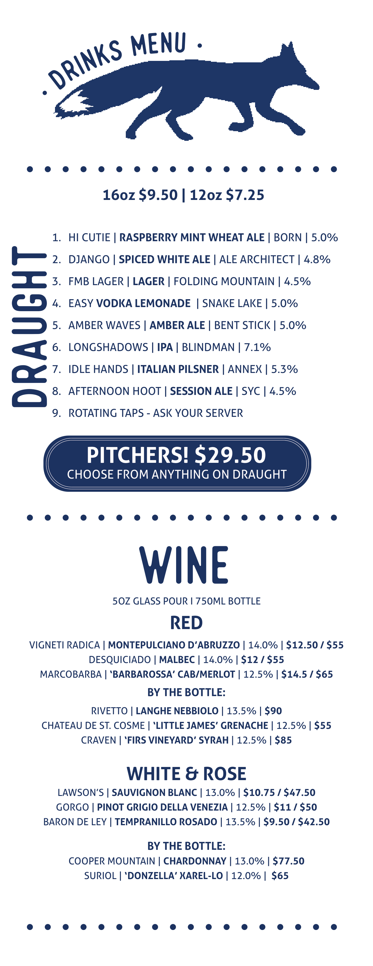 Menus — FOX BURGER