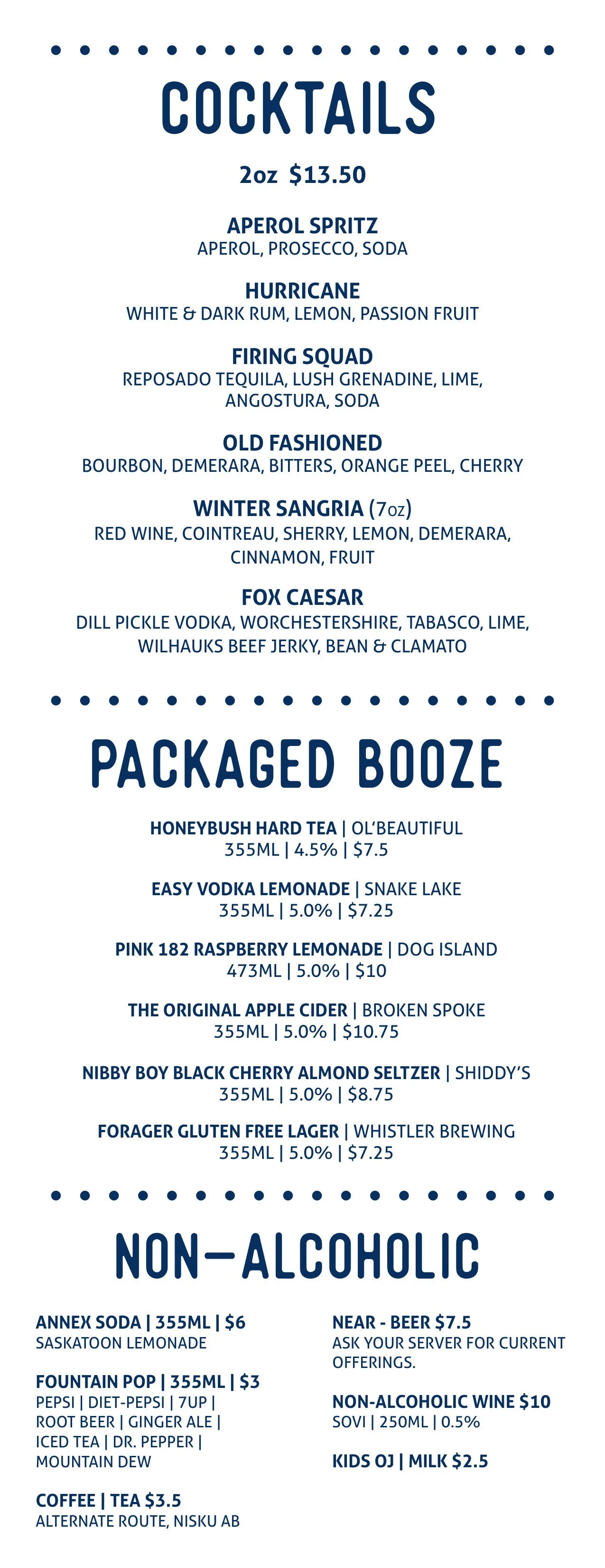 Leduc Menus — FOX BURGER