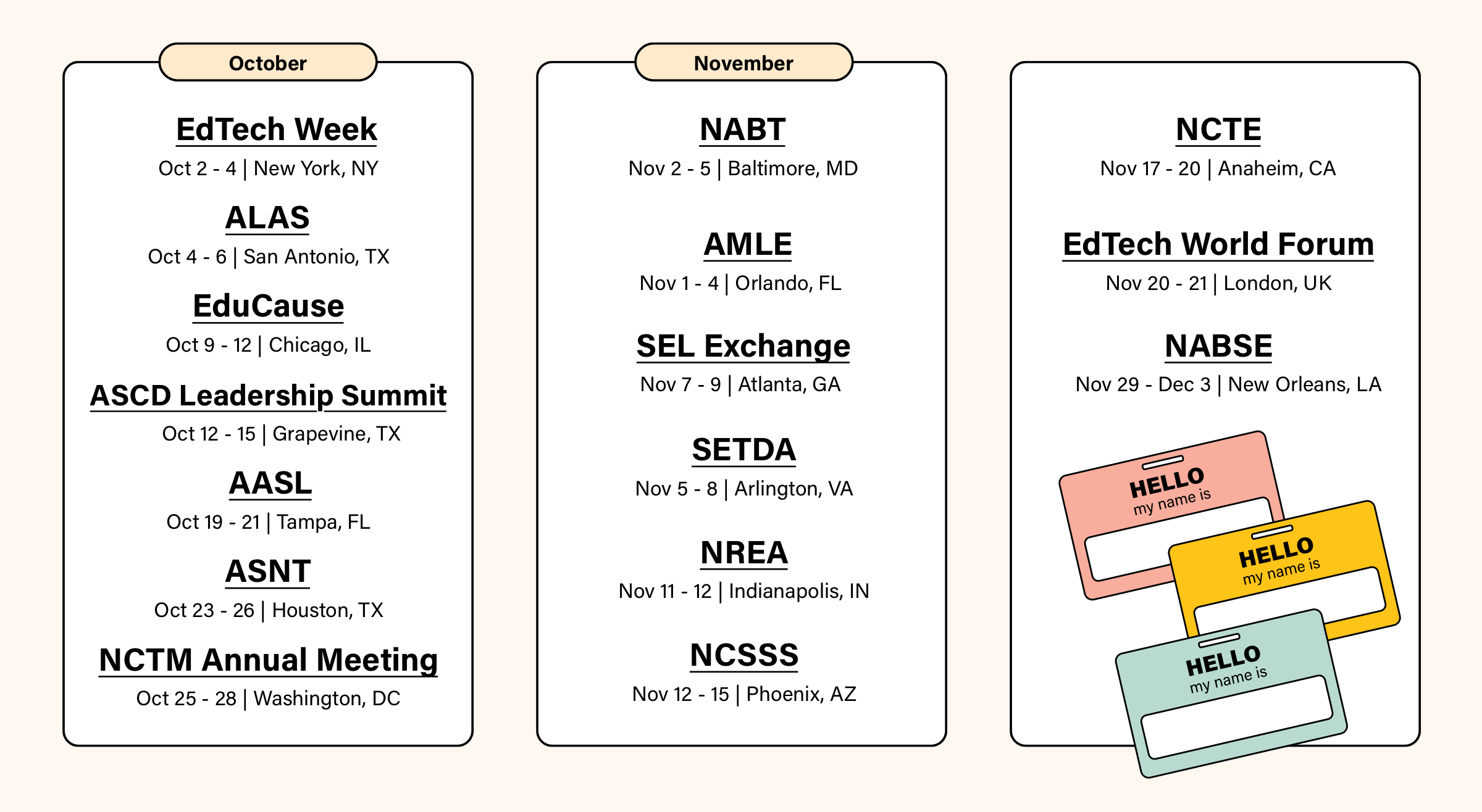 K-12 Events, Conferences, and Important Birthdays in Q4 2023