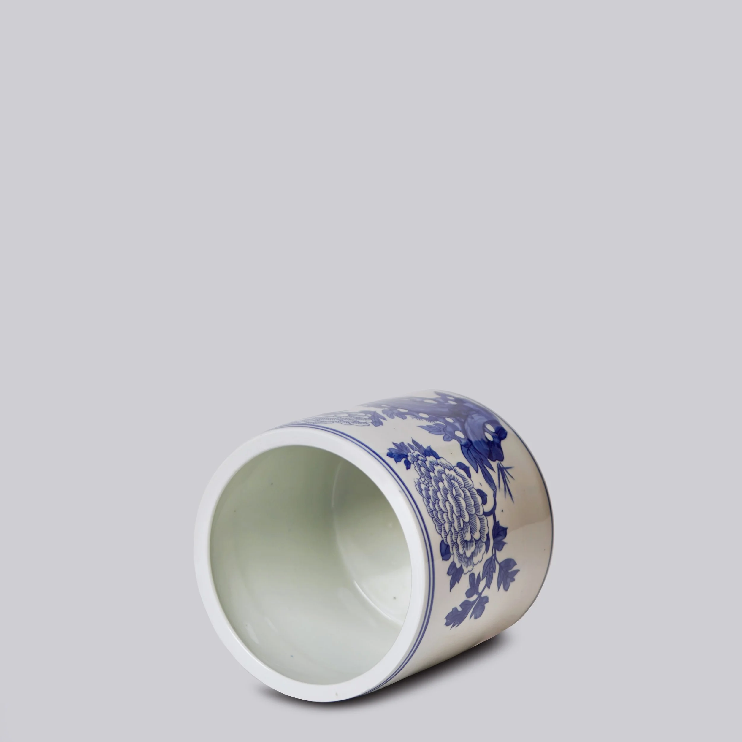 SMALL PEONY PORCELAIN CACHEPOT (C502) — COBALT GUILD