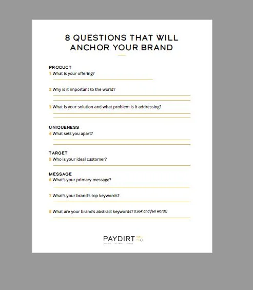 8 Questions That Will Anchor Your Brand — Paydirt Studio | Logo Design ...