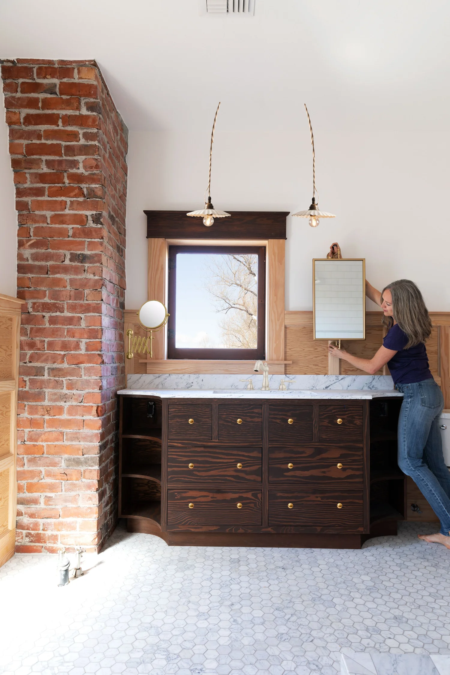 A Reader found the perfect mirror for our off-center vanity situation ...