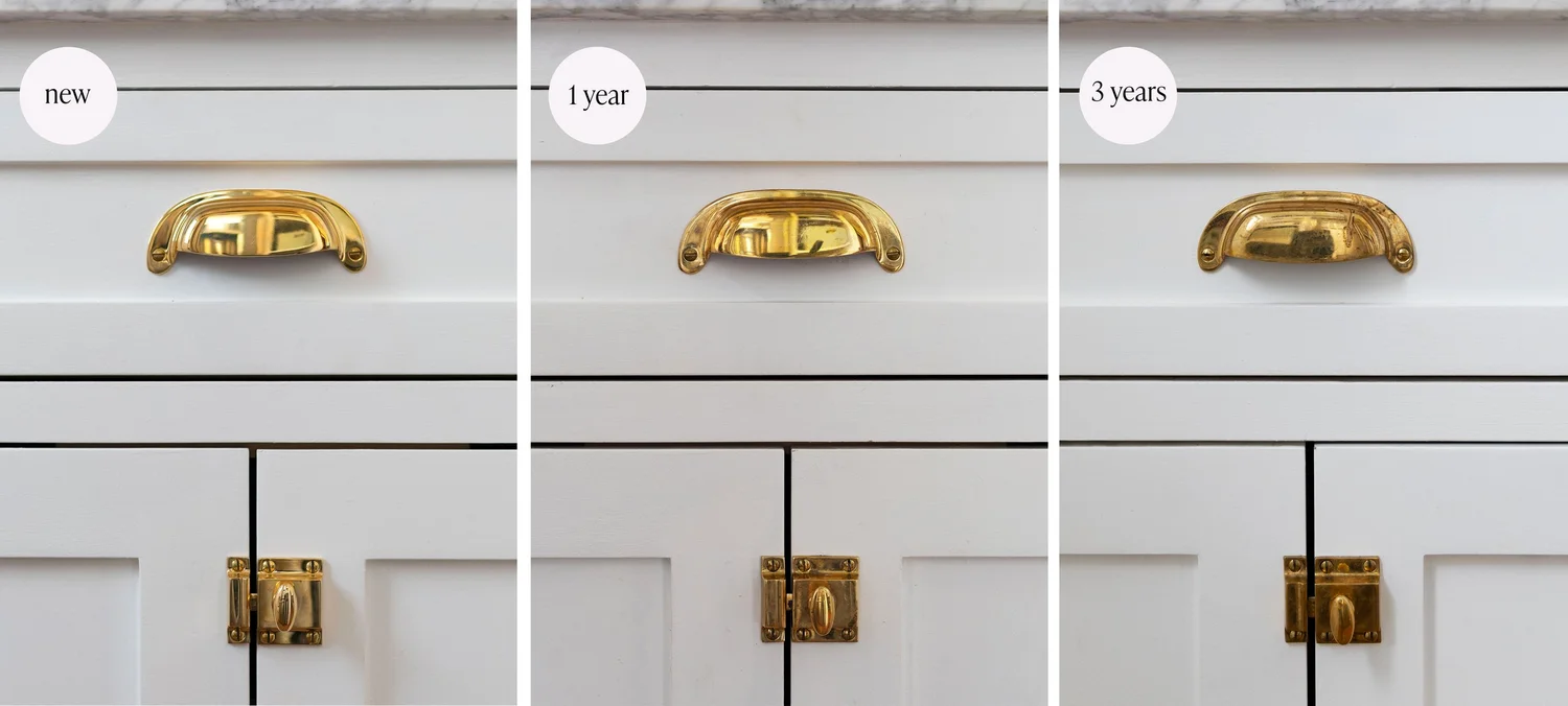 3 Years of Age on our Unlaquered Brass Hardware — The Grit and Polish