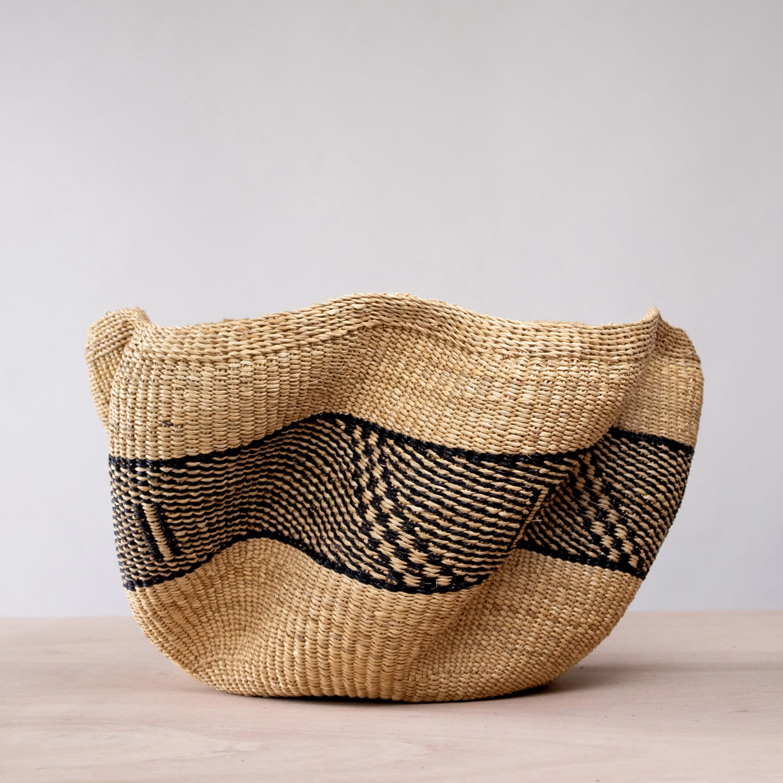 Bolga Wave Basket - Natural & Night — The Wanderlane