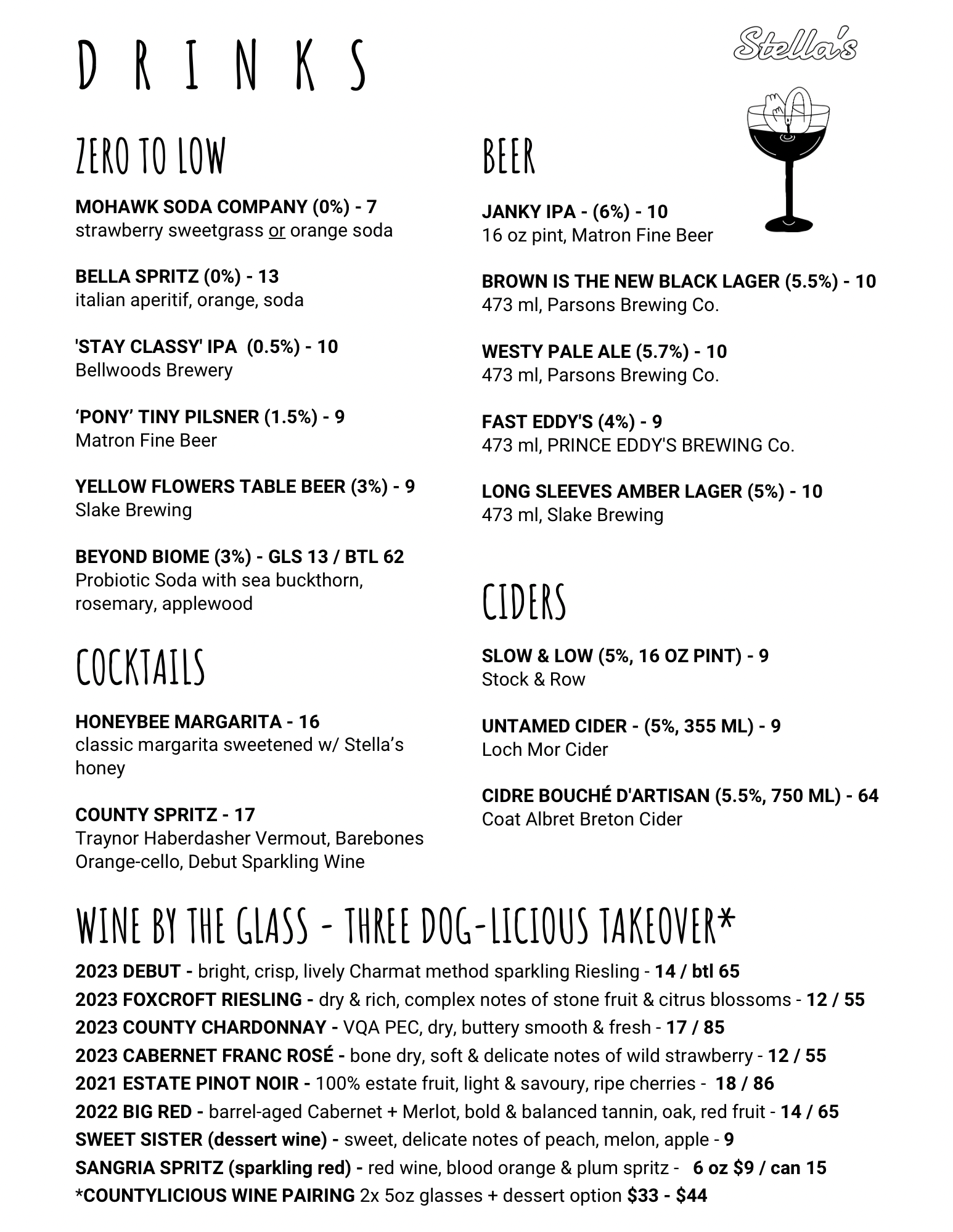 Today's Menu — Stella's Eatery