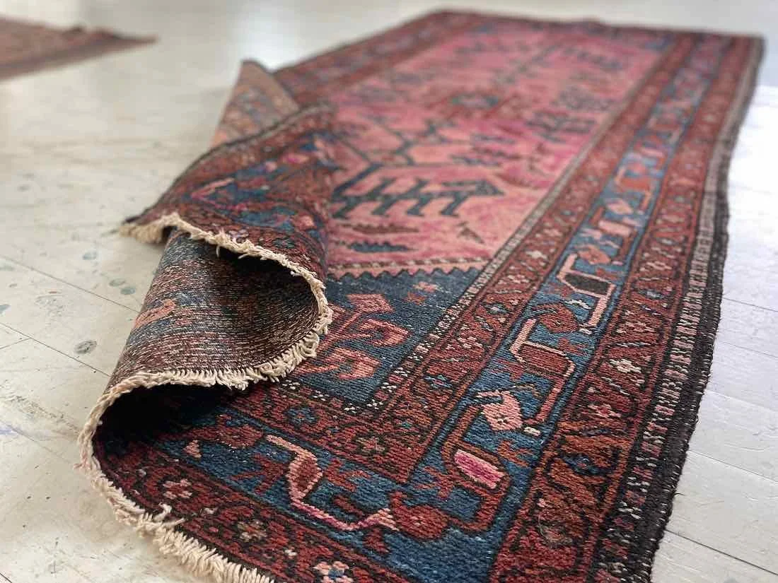 Antique Pink Hamedan Persian runner, 3x6 — Weft & Wool