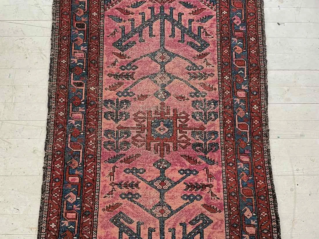 Antique Pink Hamedan Persian runner, 3x6 — Weft & Wool