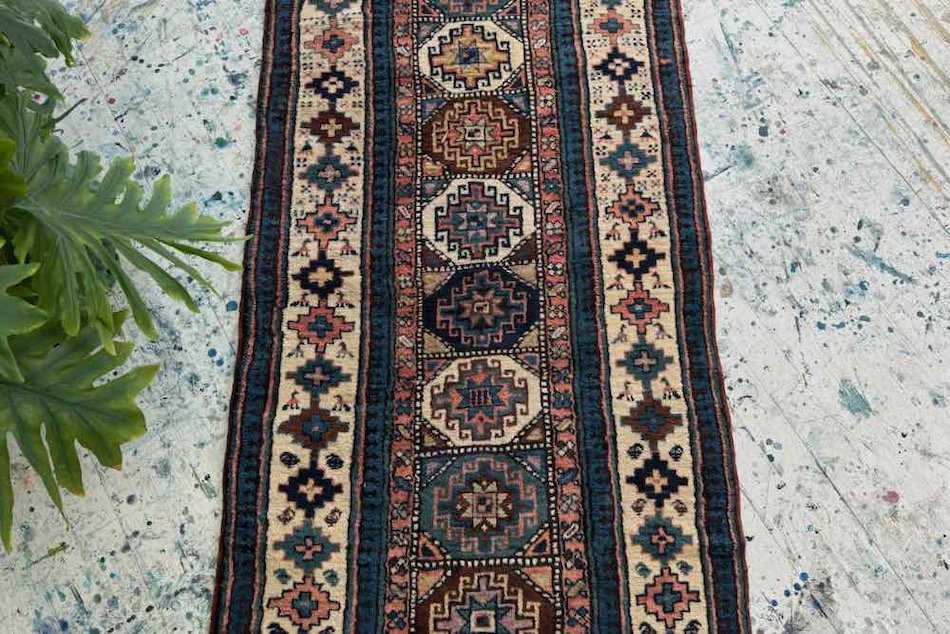Antique Kazak Caucasian Rug, 3x10 — Weft & Wool