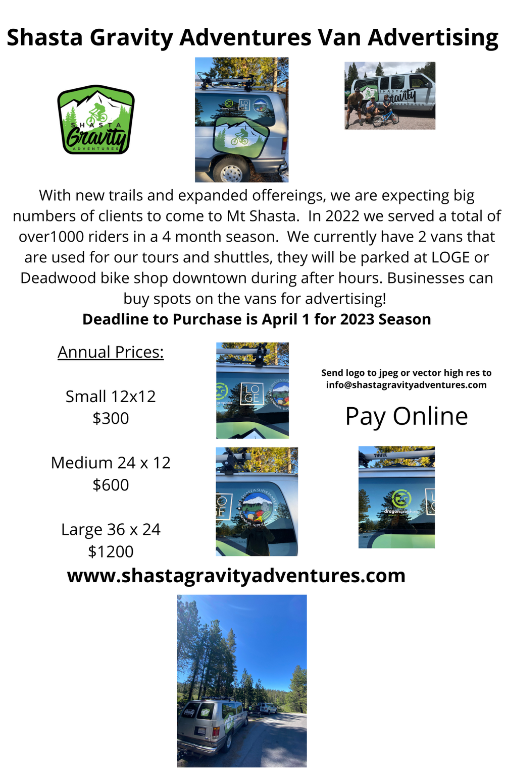 Van Advertising — Shasta Gravity Adventures