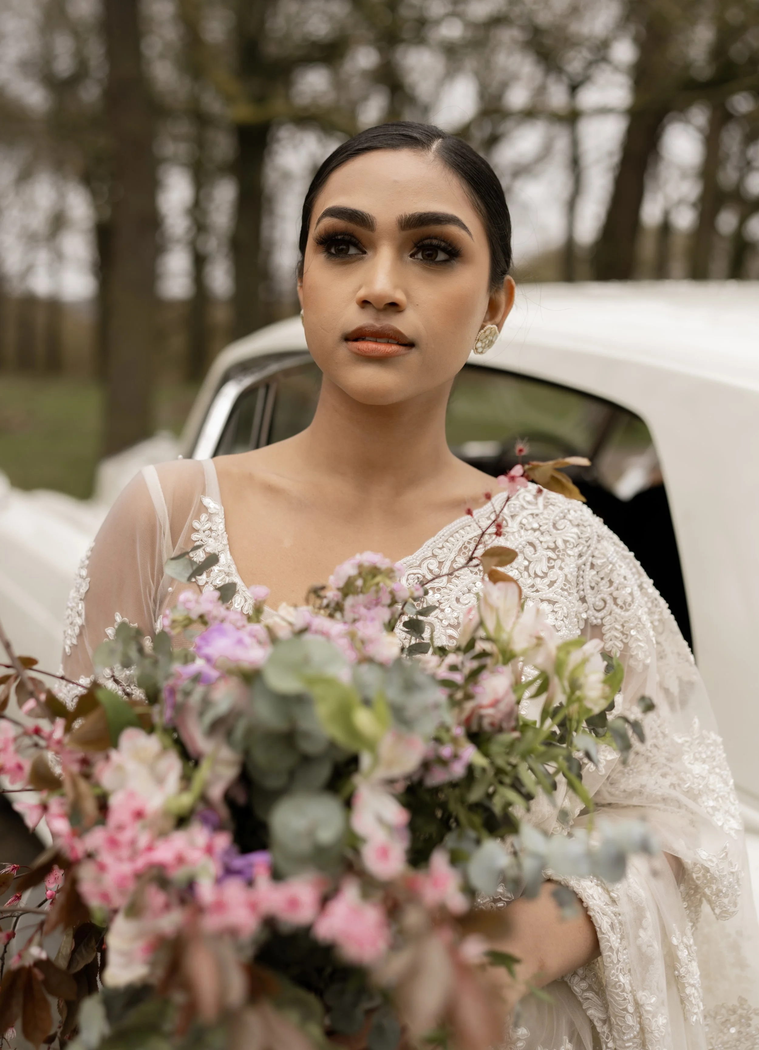 White Pearl Work Wedding Saree - Bridal Edits by Loukiya
