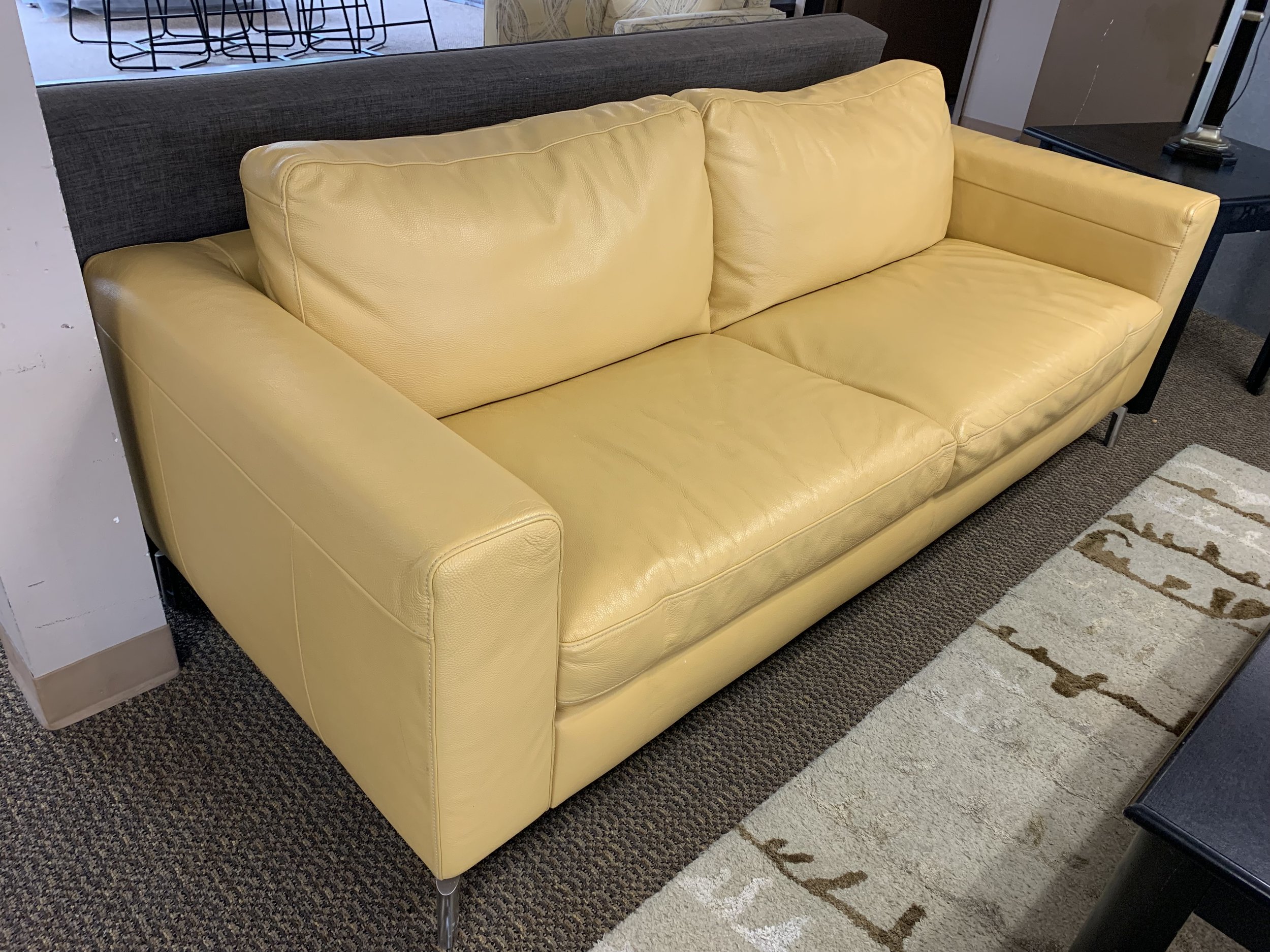 Yellow leather sofa — ABODA by RESIDE