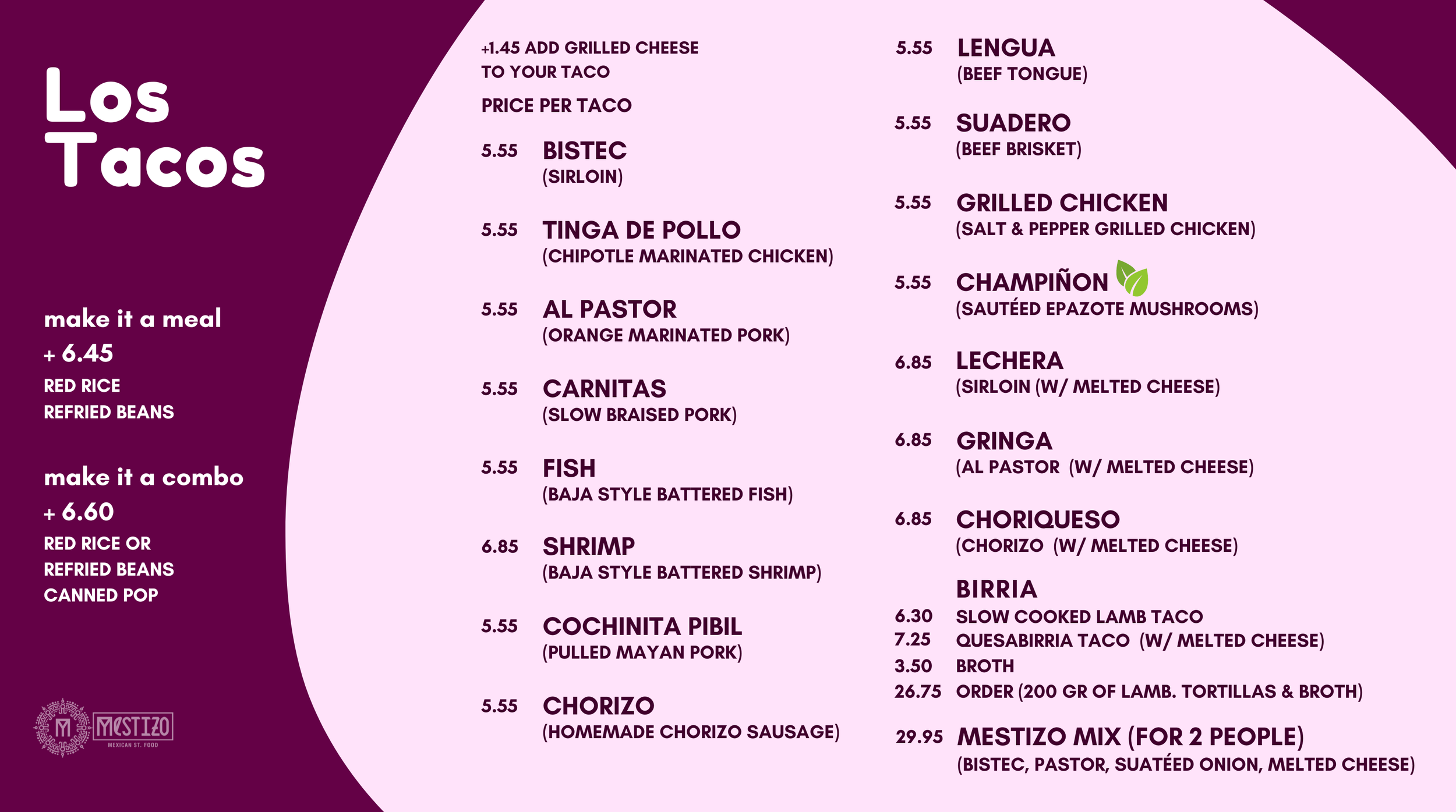 MENU — Mestizo