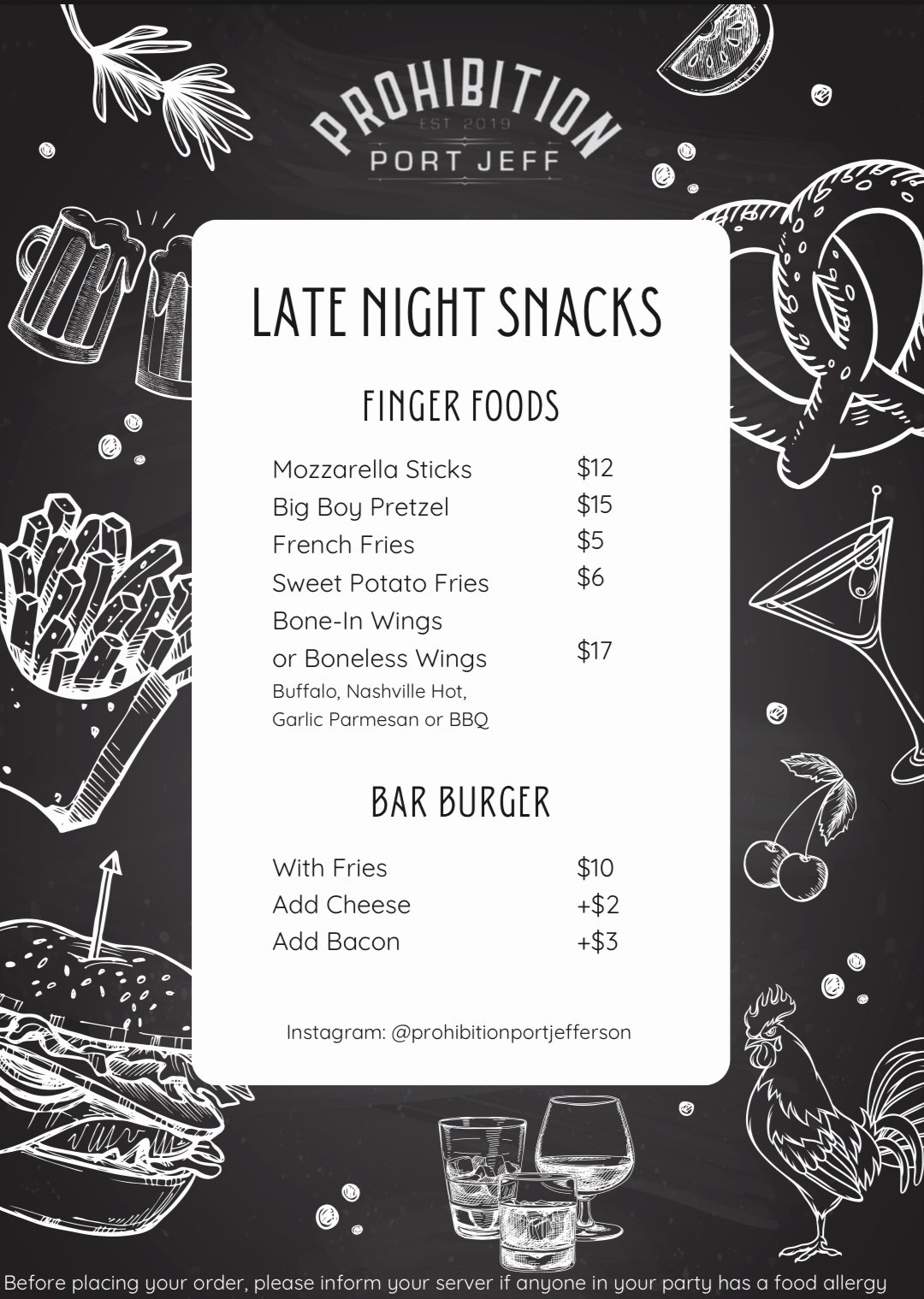 Late Night Food — Prohibition Port Jeff