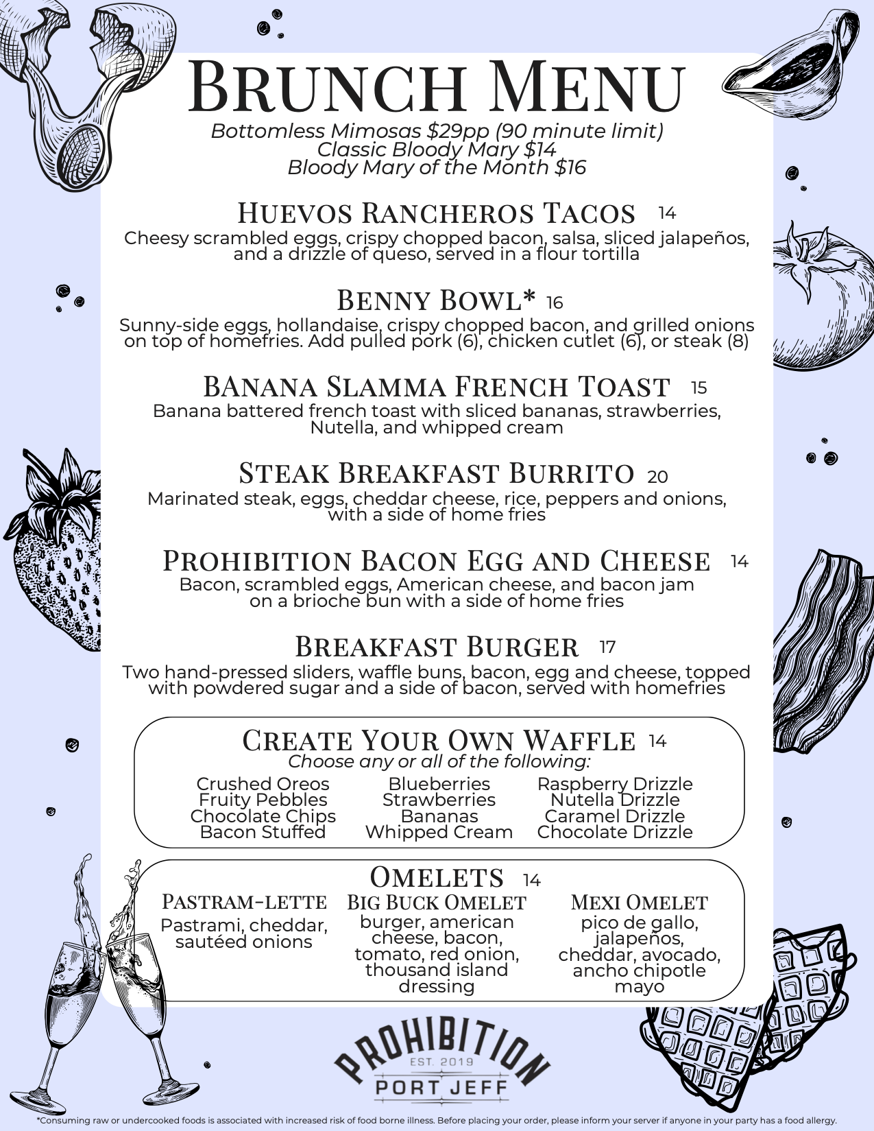 Brunch Menu — Prohibition Port Jeff