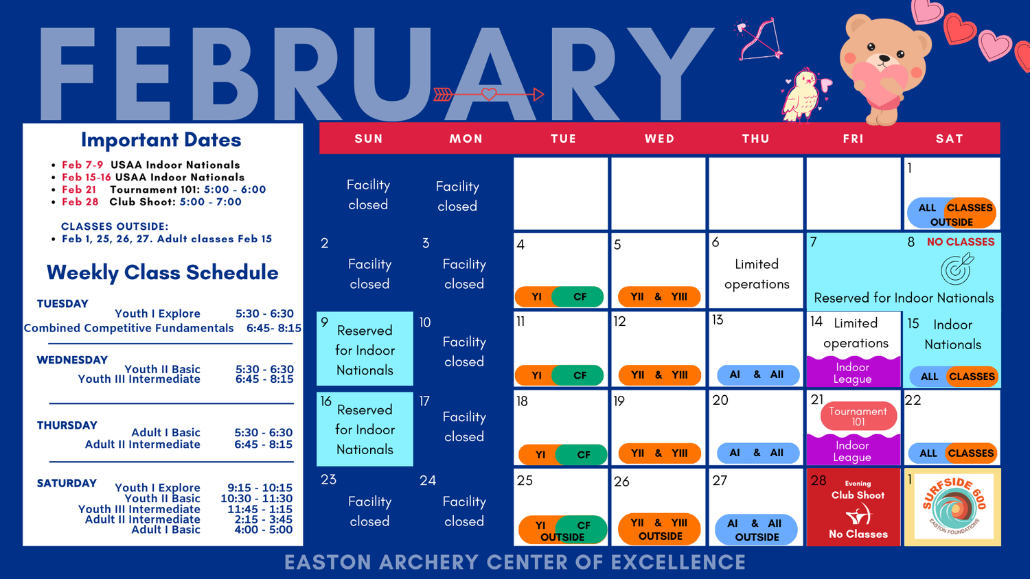Calendar — Easton Archery Center of Excellence