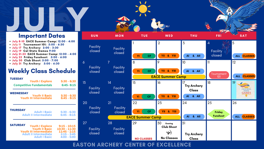 Calendar — Easton Archery Center of Excellence