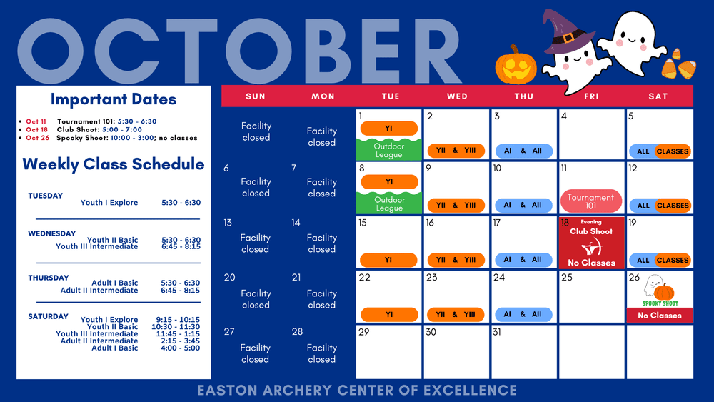Calendar — Easton Archery Center of Excellence