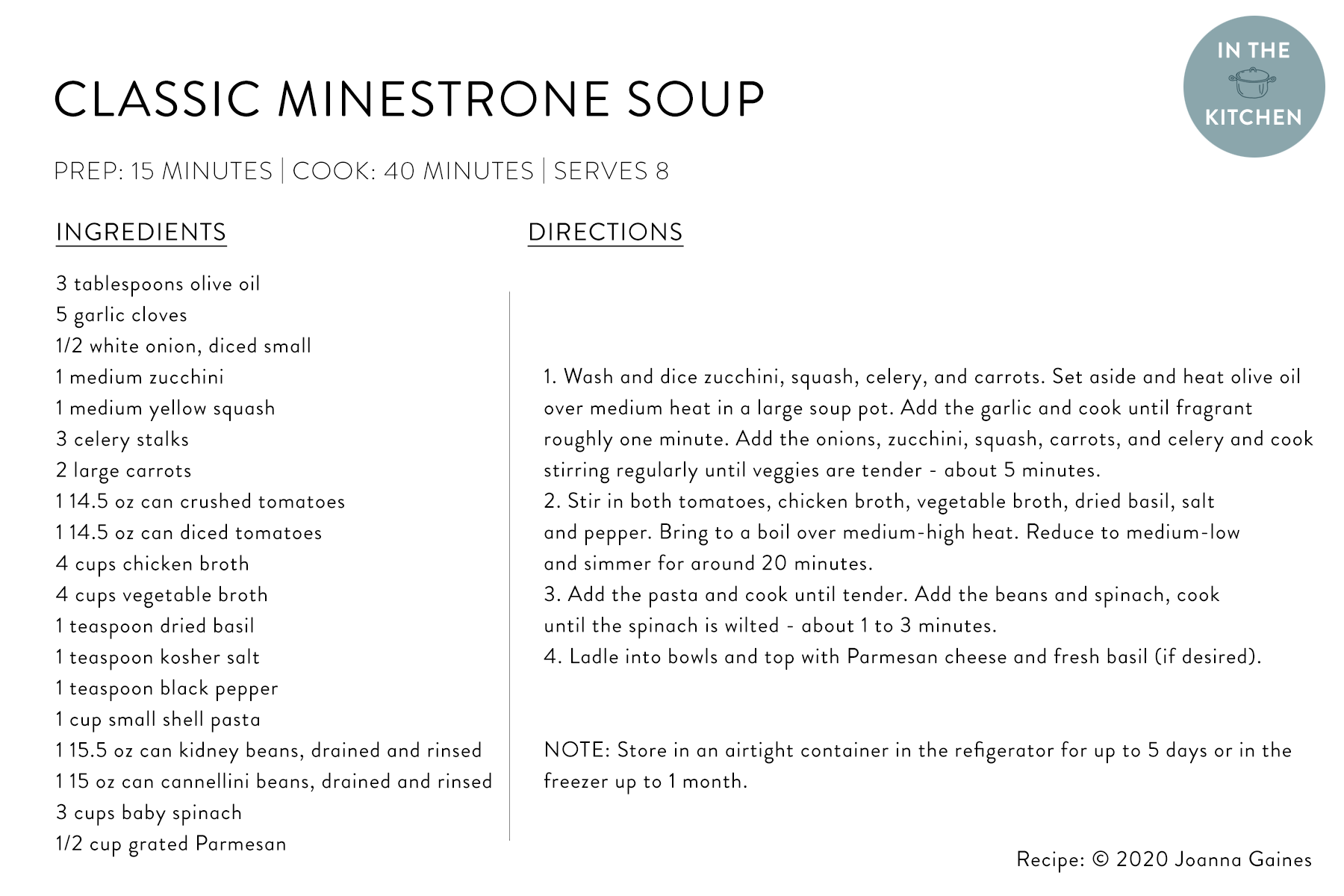 In the Kitchen: Classic Minestrone Soup from Magnolia Table Volume 2 ...