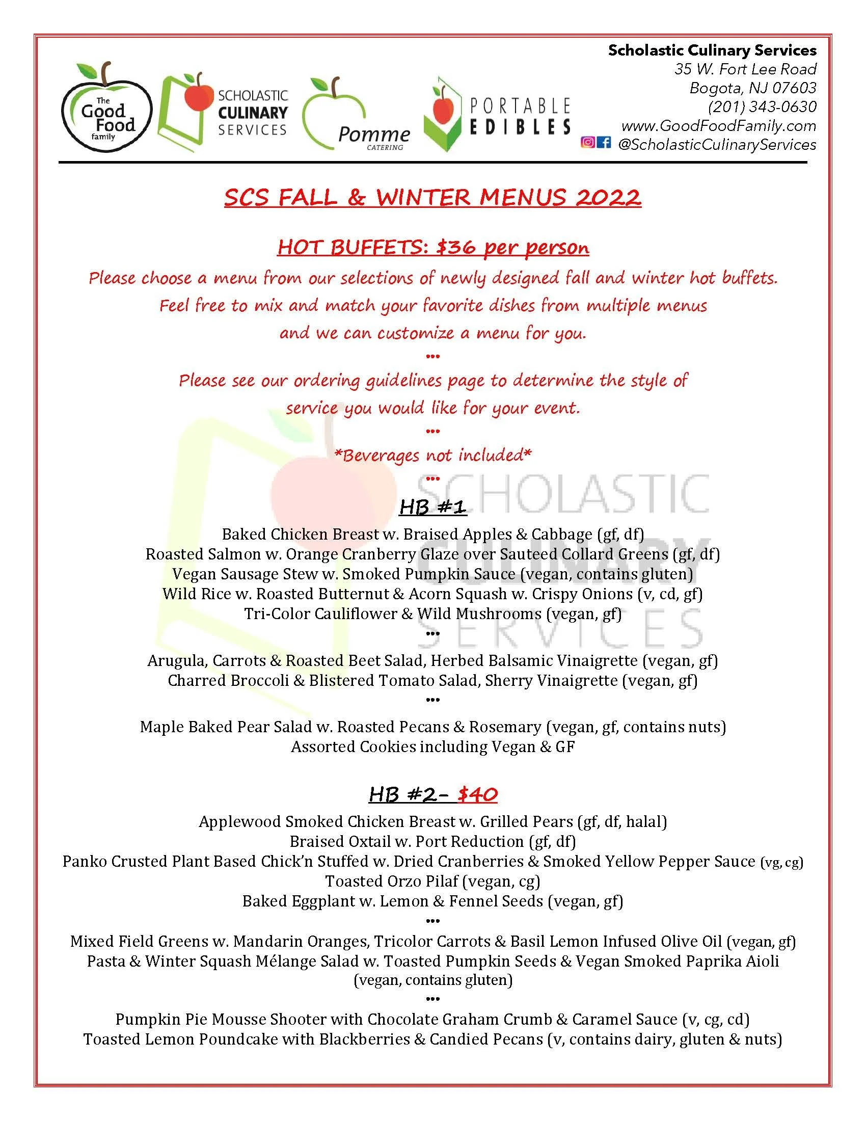 SEASONAL MENUS — Scholastic Culinary Services