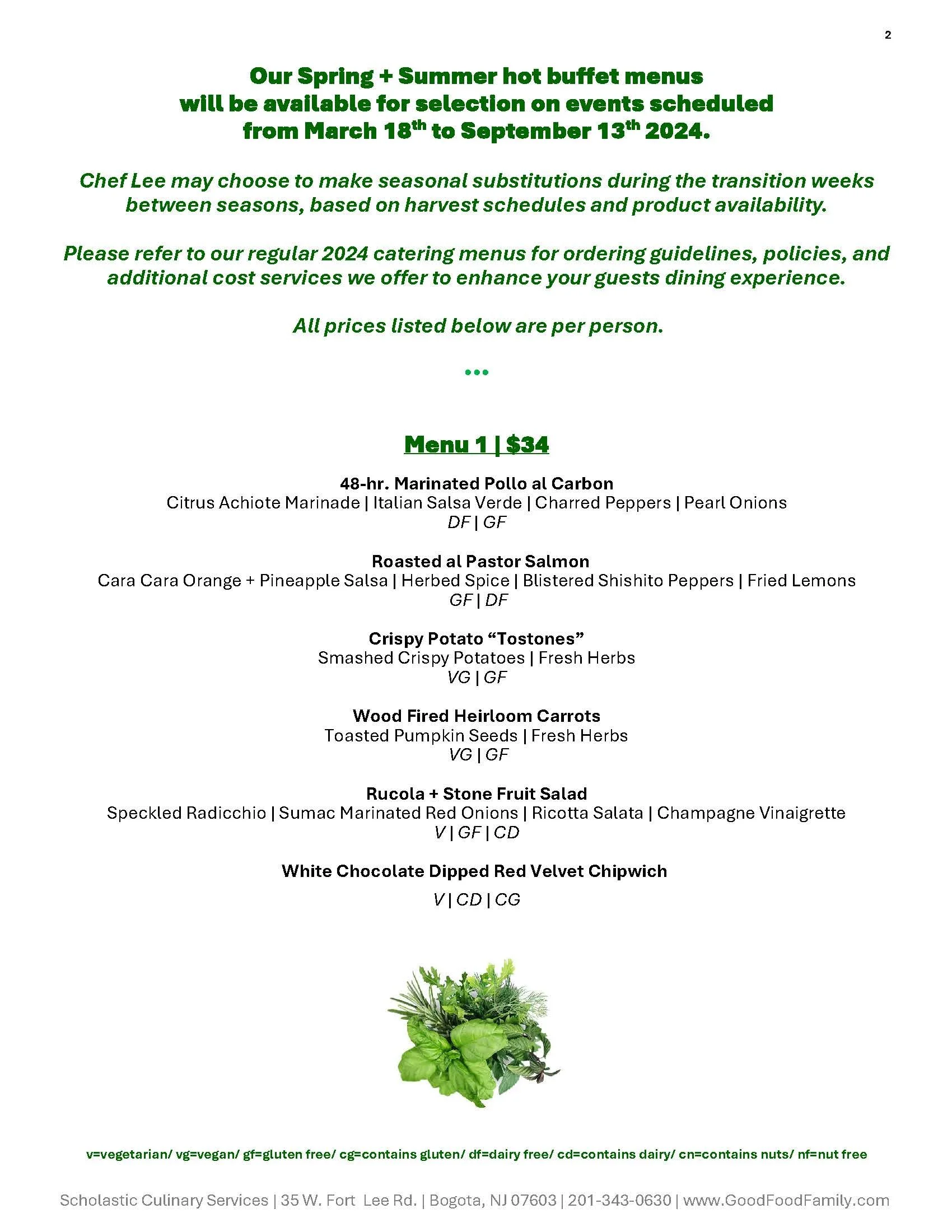 SEASONAL MENUS — Scholastic Culinary Services