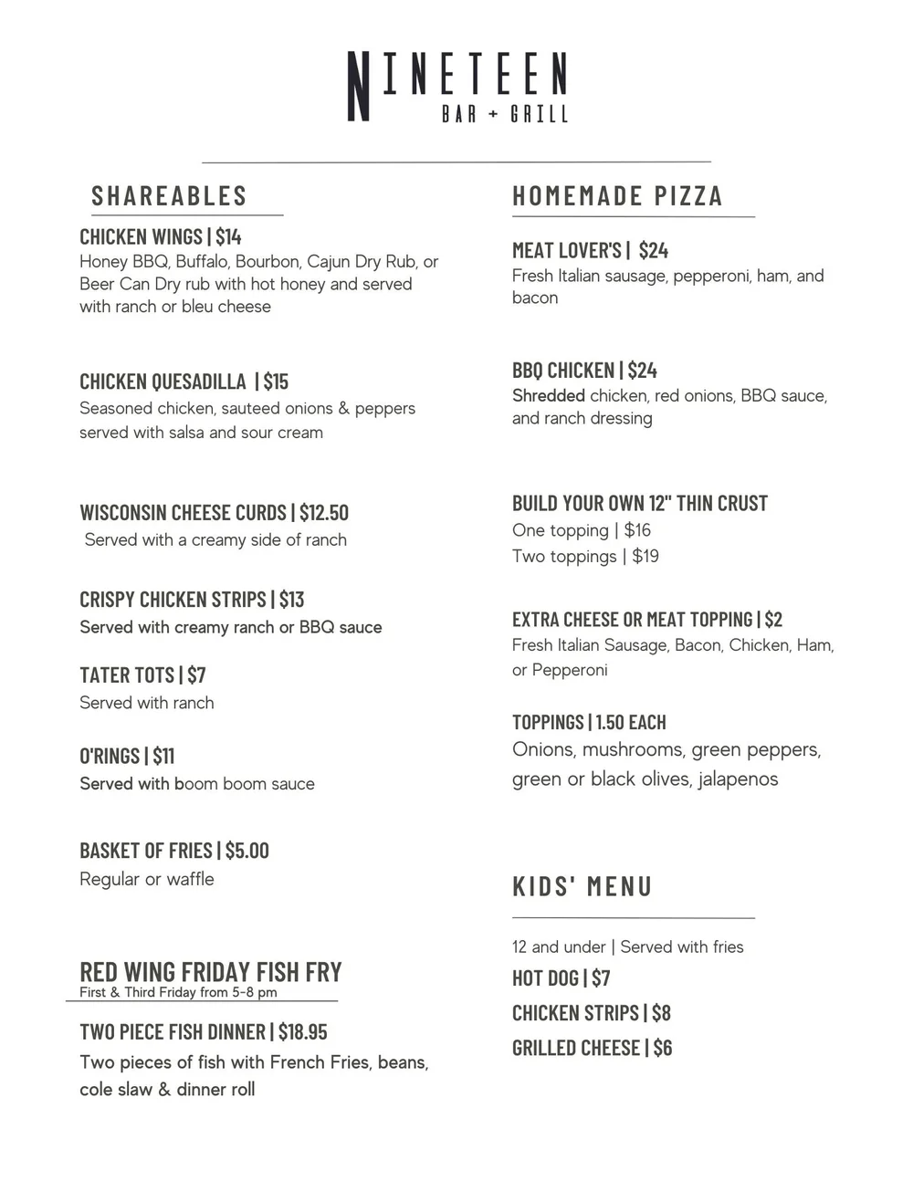 Nineteen Bar+Grill — Red Wing Golf Course