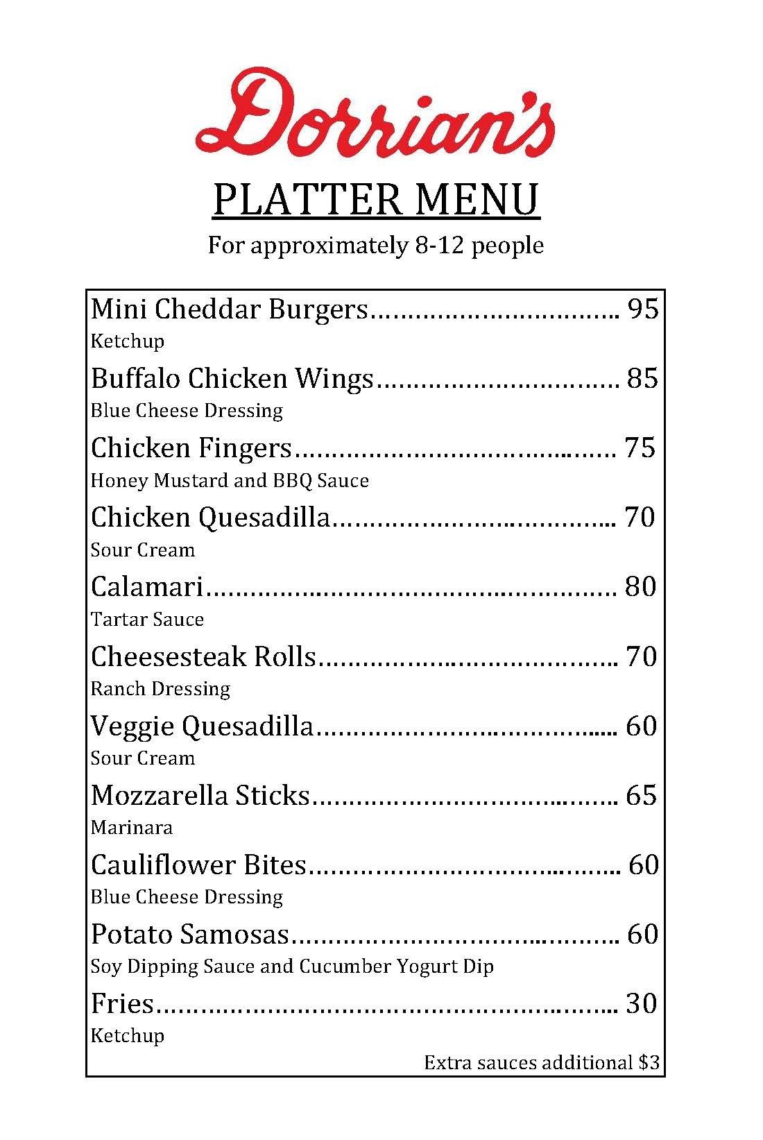 MENUS — DORRIAN'S RED HAND (JERSEY CITY)