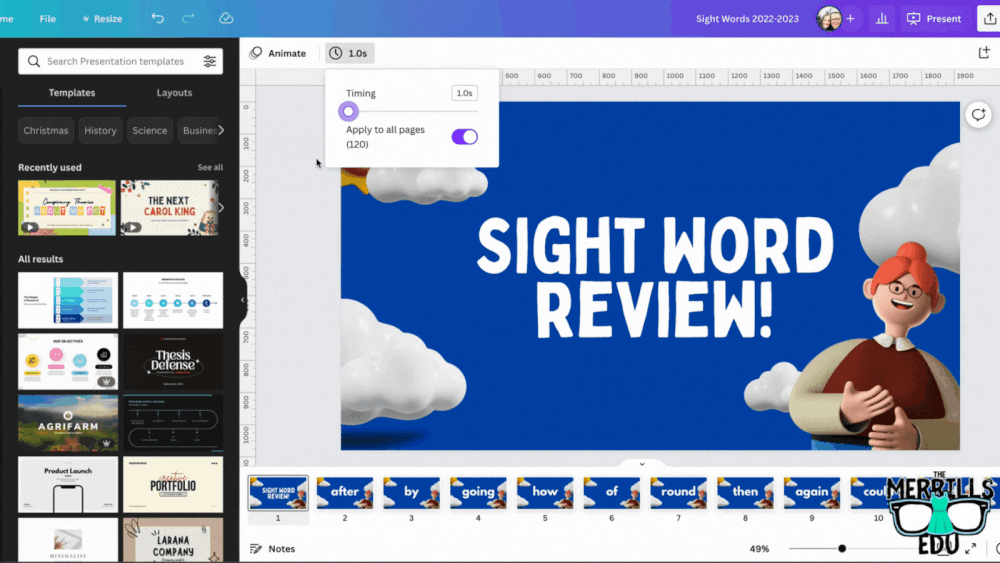 Practicing and Assessing Sight Words in Canva — @TheMerrillsEDU