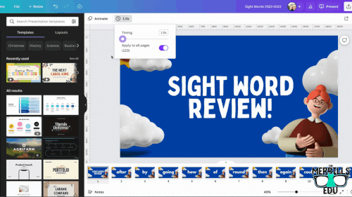 Practicing and Assessing Sight Words in Canva — @TheMerrillsEDU