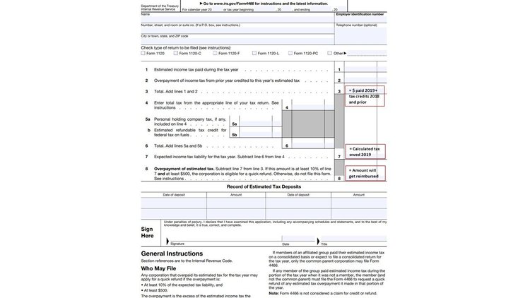 Quick Tax Refund on Overpayment Form 4466– How to calculate your refund ...