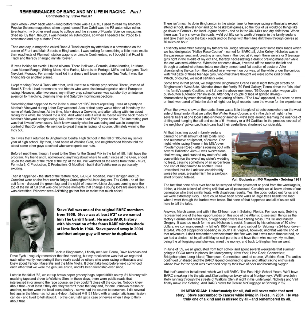 Steve Vail Rembrances — BARCBOYS.COM