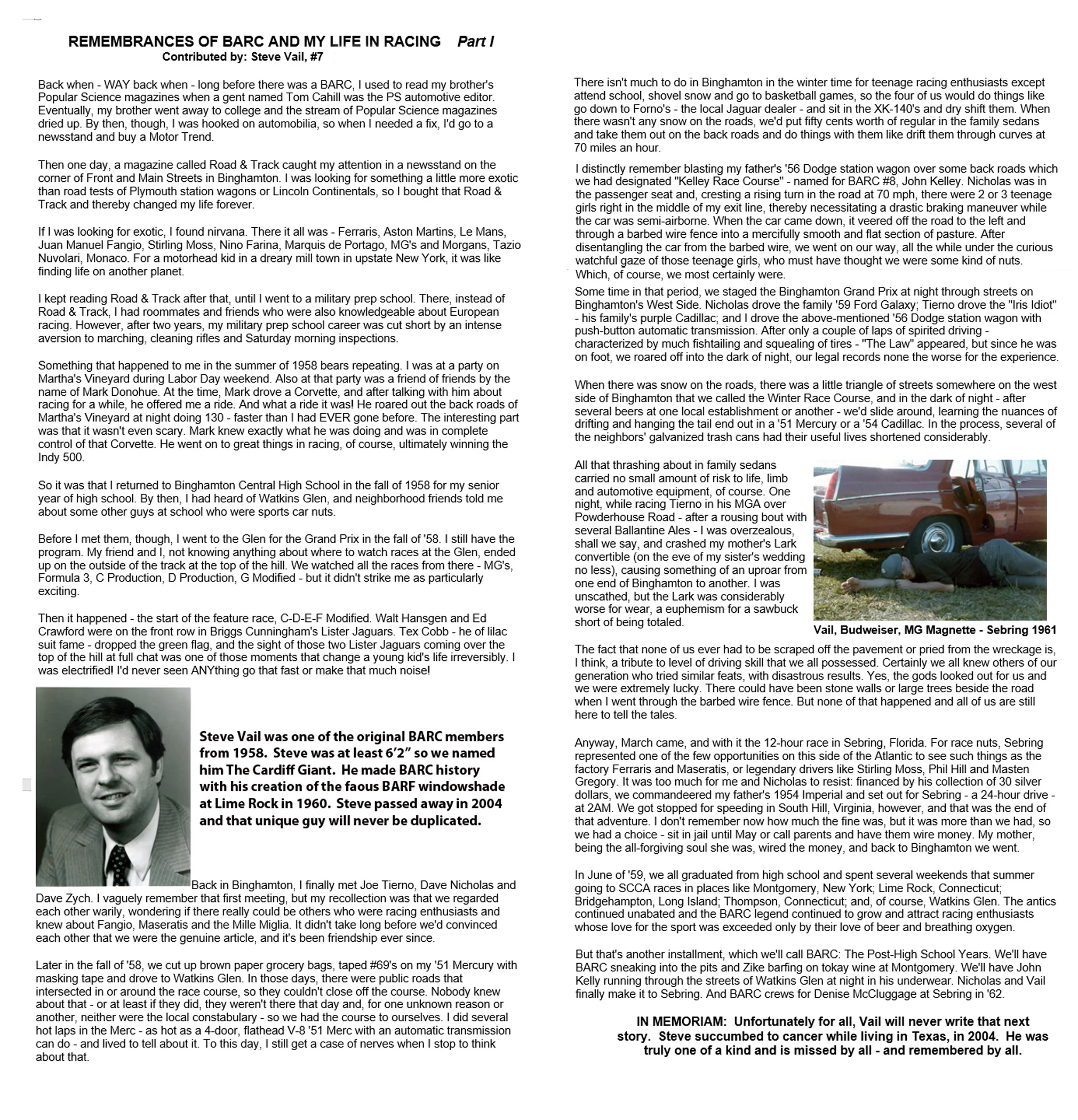 Steve Vail Rembrances — BARCBOYS.COM