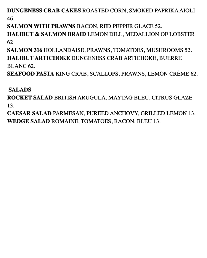 Menu — Jean-Pierre's Three16