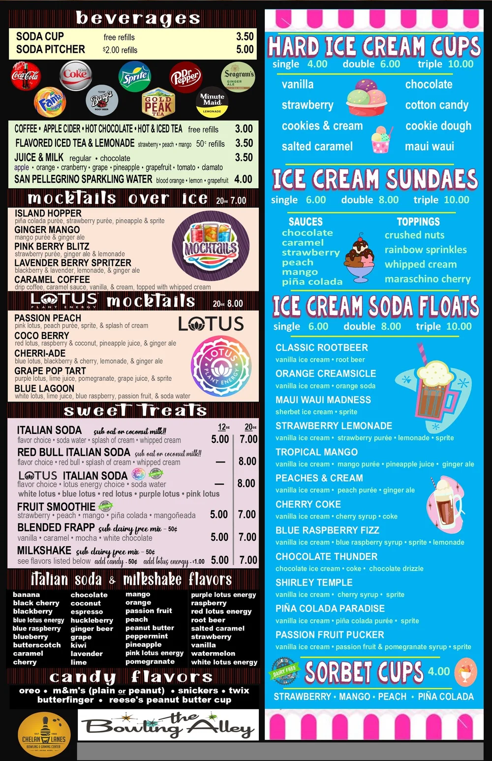 Food & Beverage Menus — Chelan Lanes