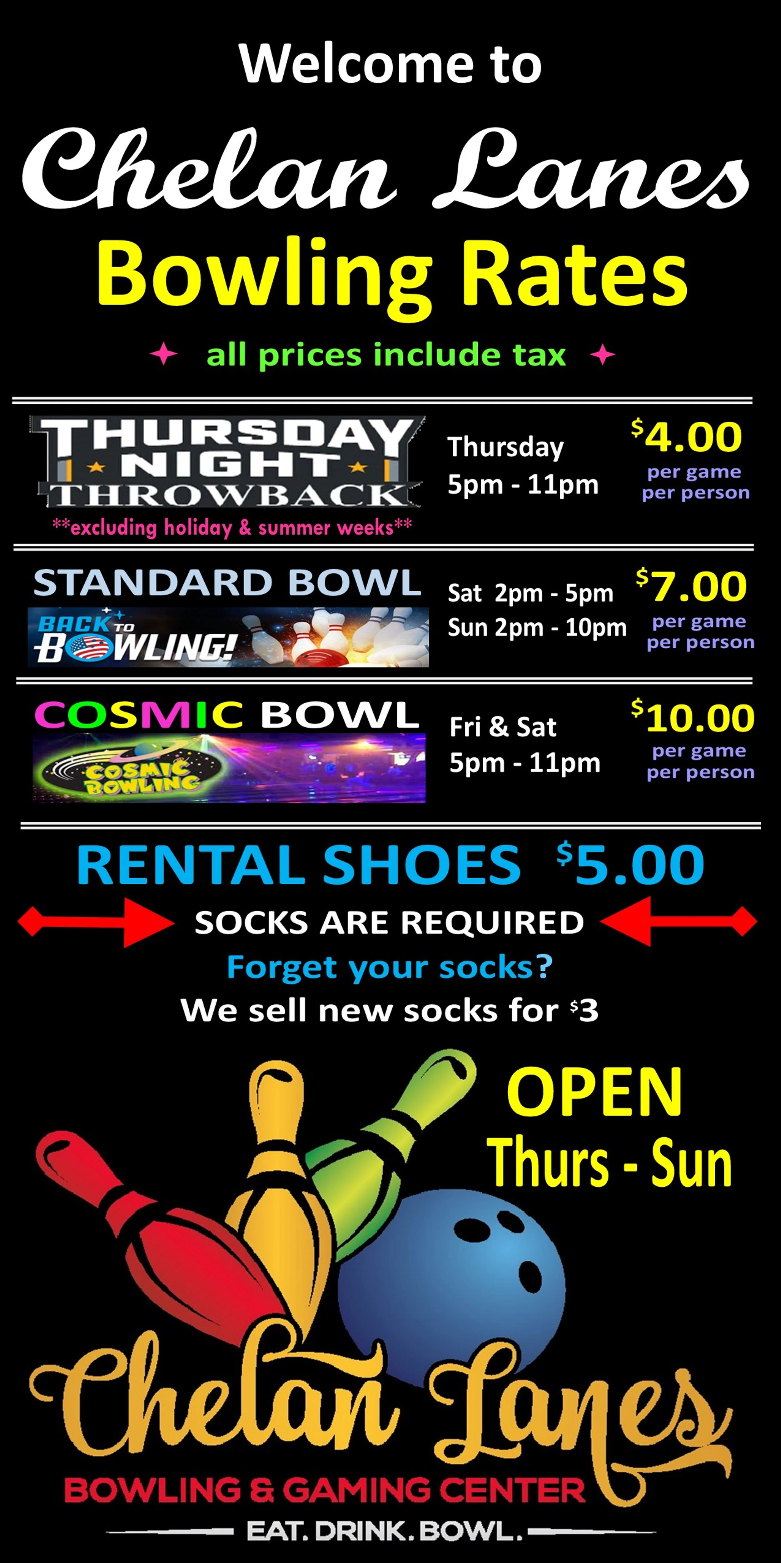 Bowling Rates — Chelan Lanes