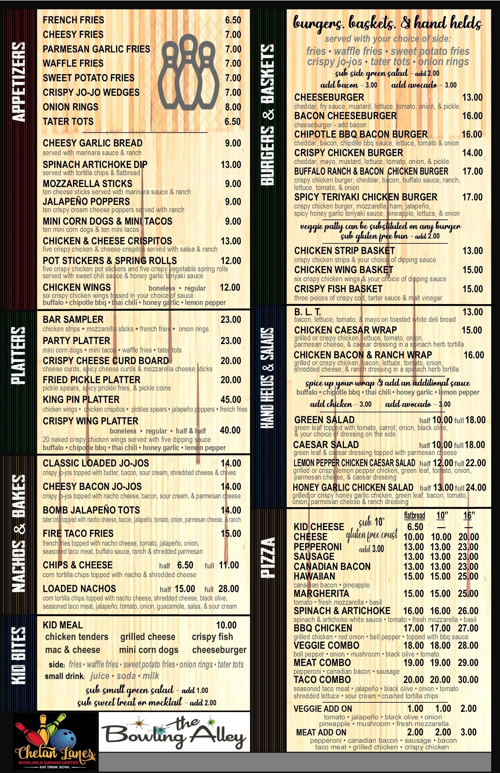 Food & Beverage Menus — Chelan Lanes