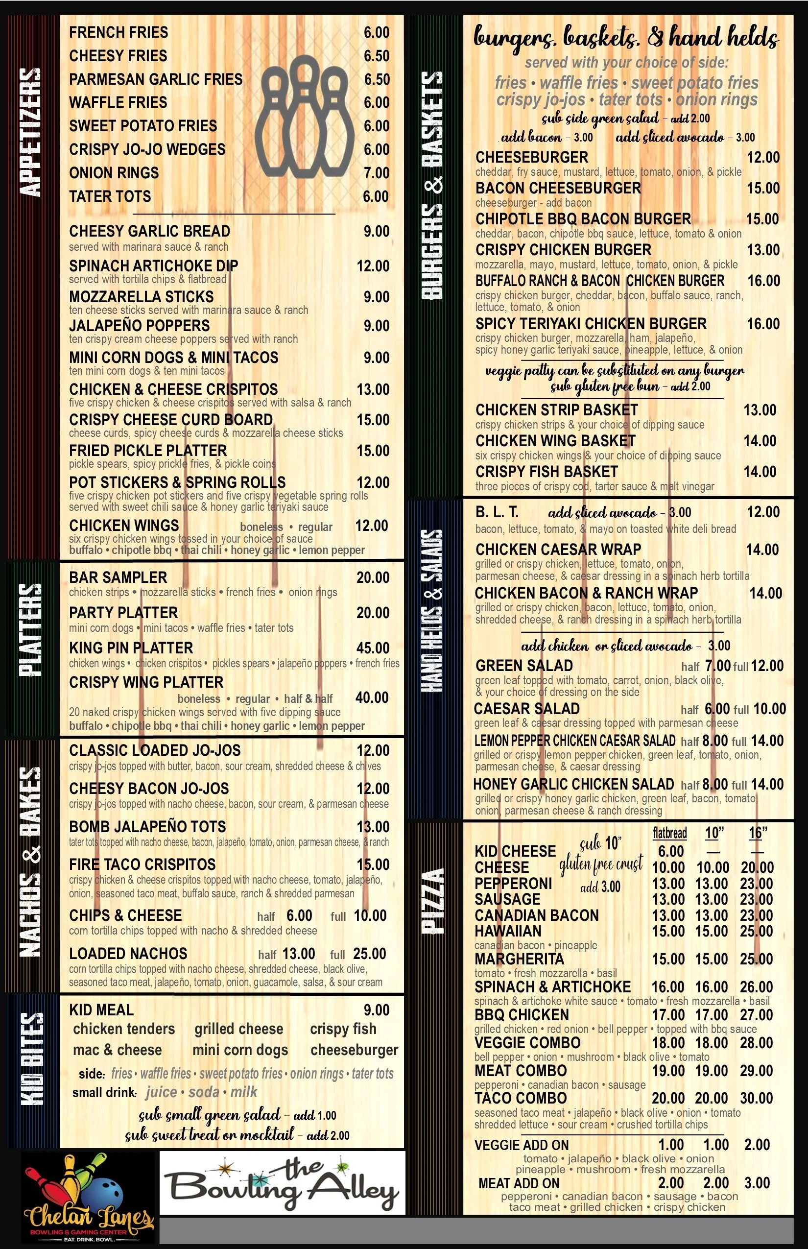 Food & Beverage Menus — Chelan Lanes