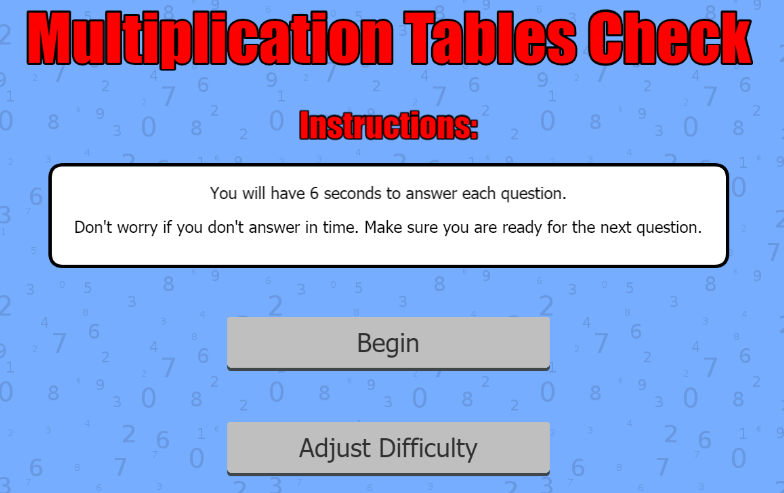Times tables practise — Wyken Croft Primary School