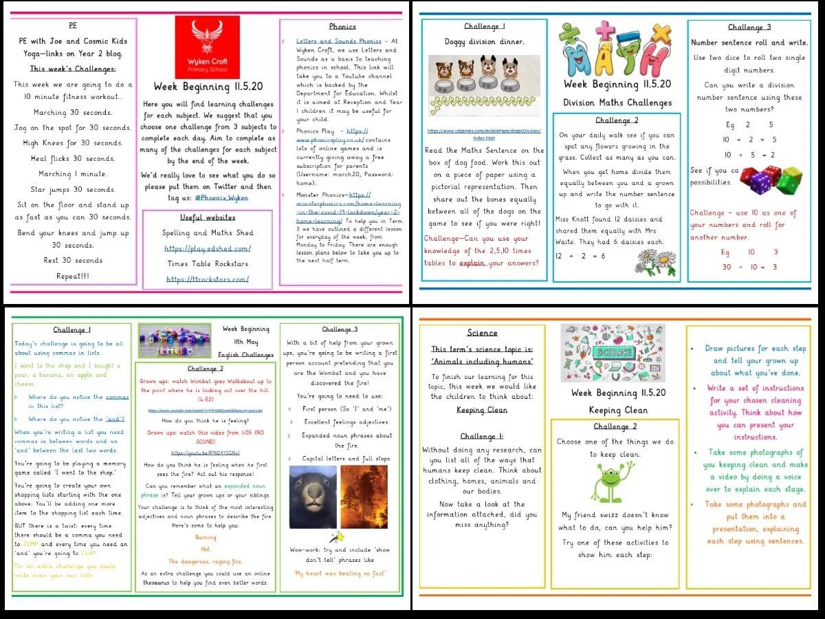 Summer 1 - Week 3 - Year 2 - Home Learning — Wyken Croft Primary School