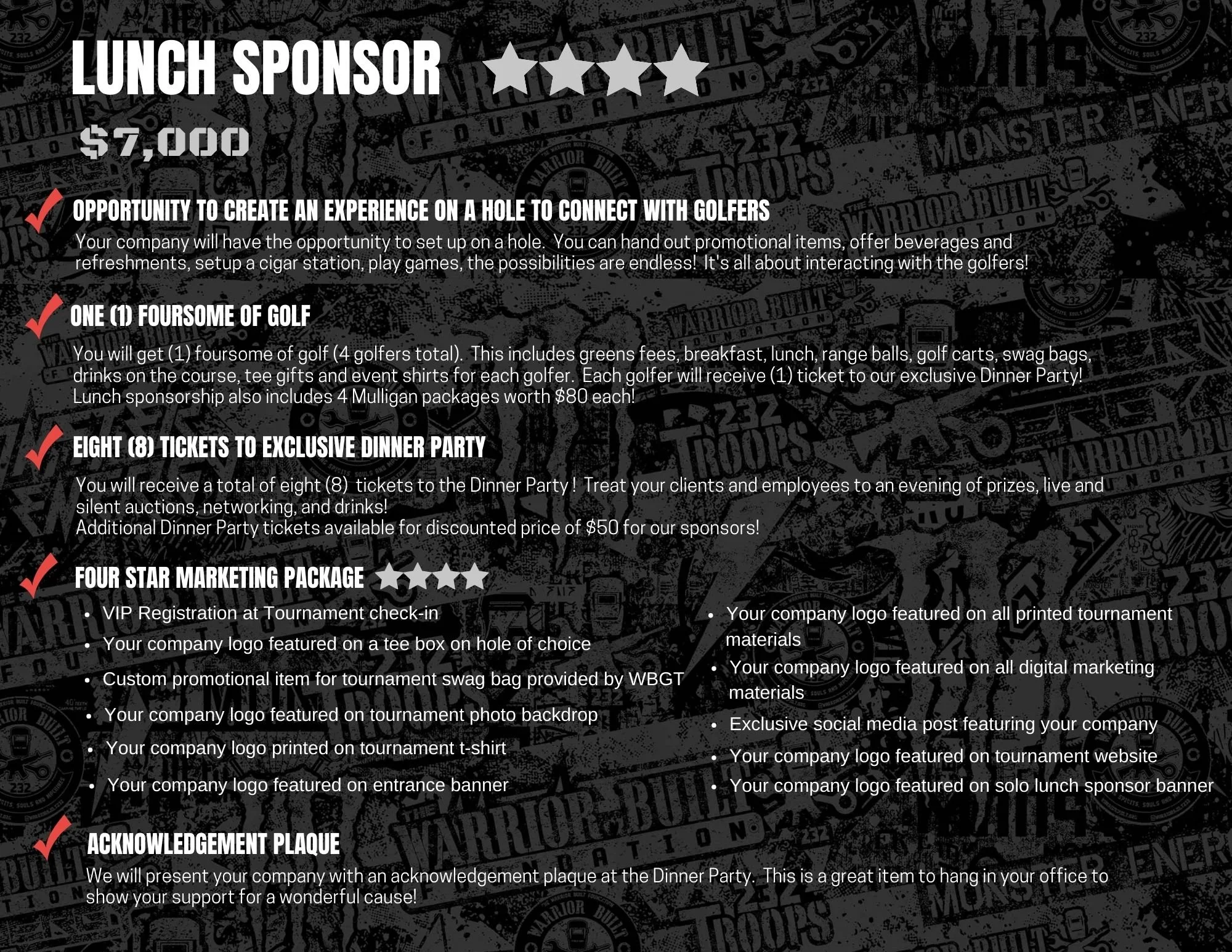 Sponsorship Sign Up — 5th Annual Warrior Built Golf Tournament