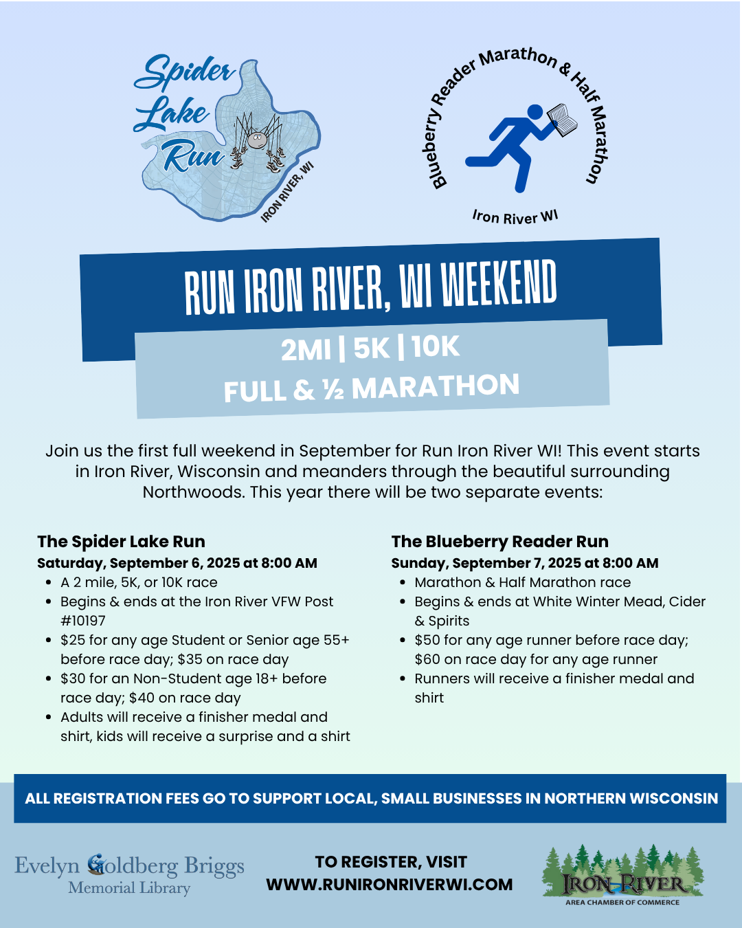 Run Iron River Weekend - September 6 & 7, 2025 — Evelyn Goldberg Briggs ...