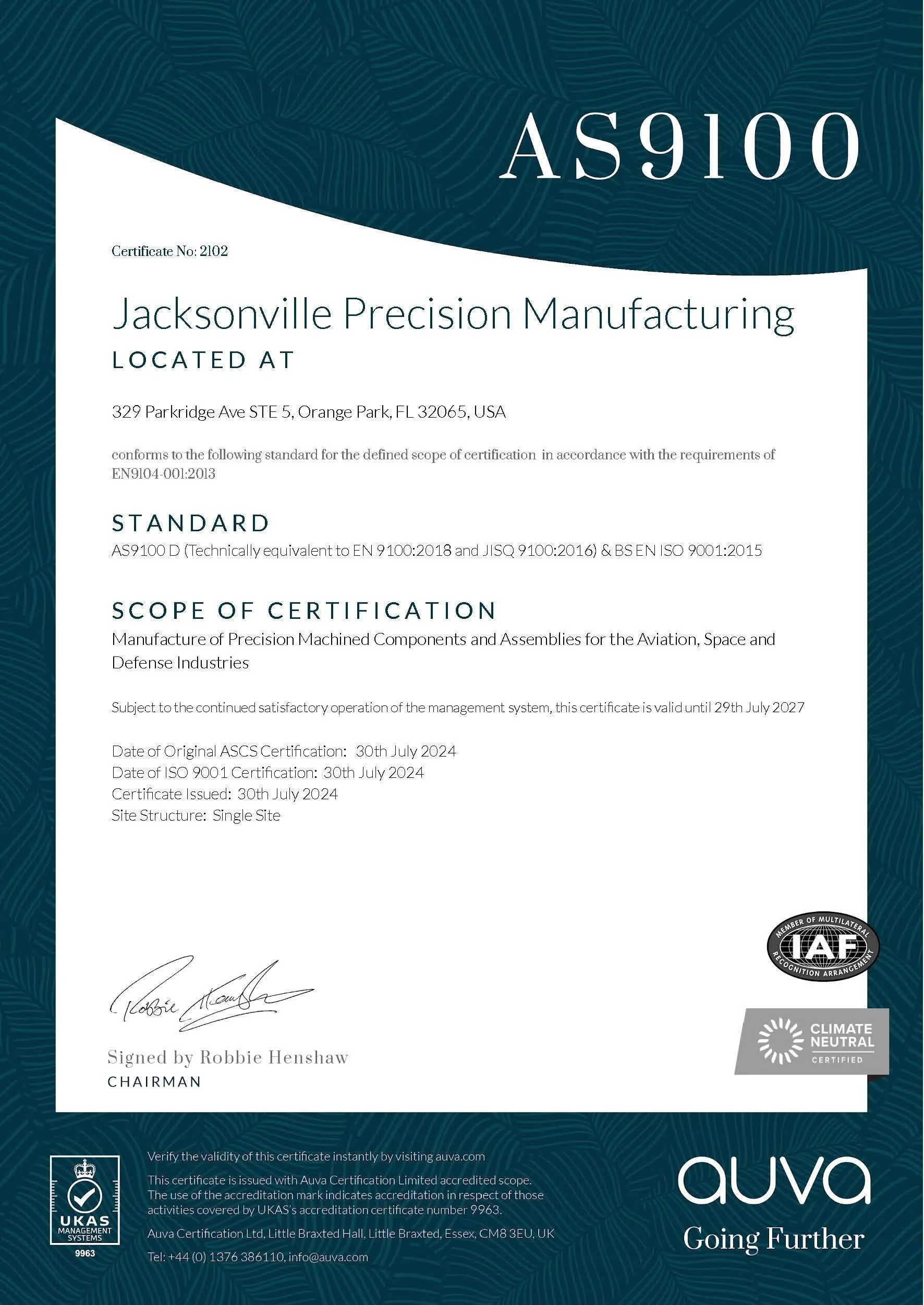 Quality — Jax Precision | Jacksonville’s Manufacturing Experts