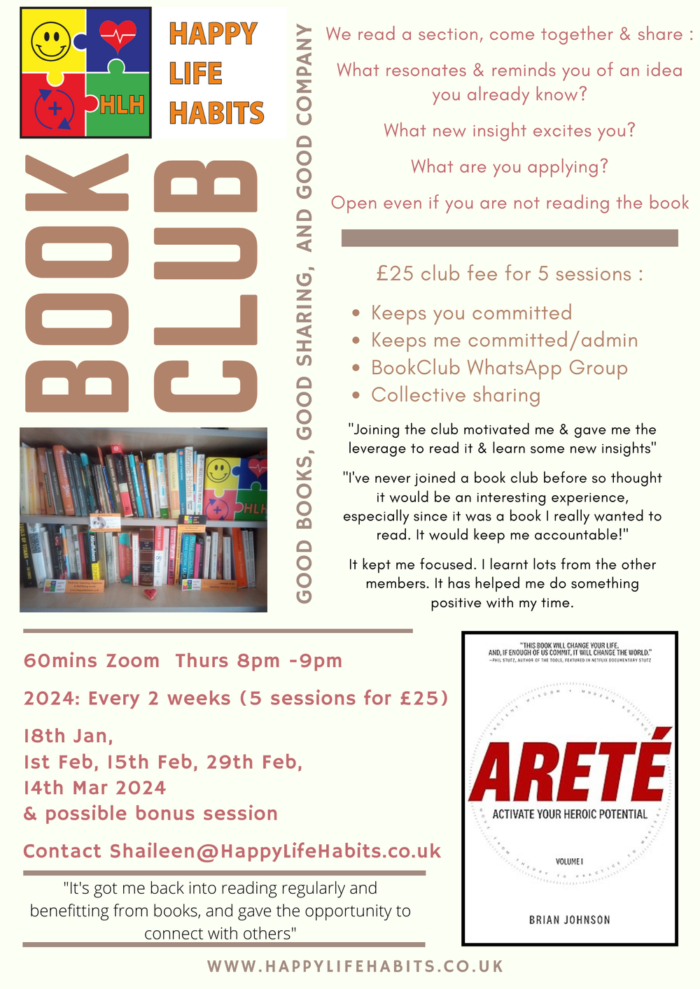 HLH Book Club 2024 : Arete — Happy Life Habits | Happiness & Wellbeing ...