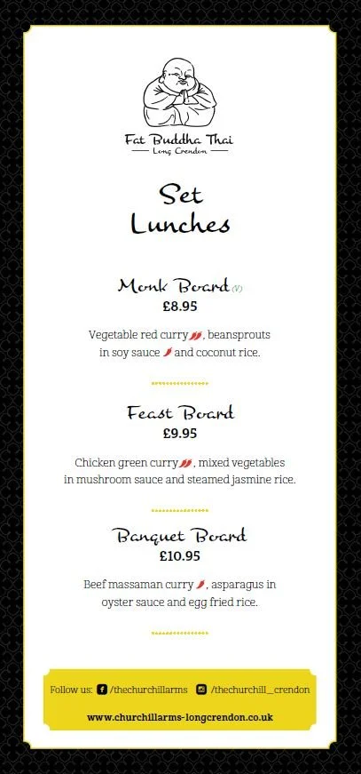 Lunch Menu — The Churchill arms