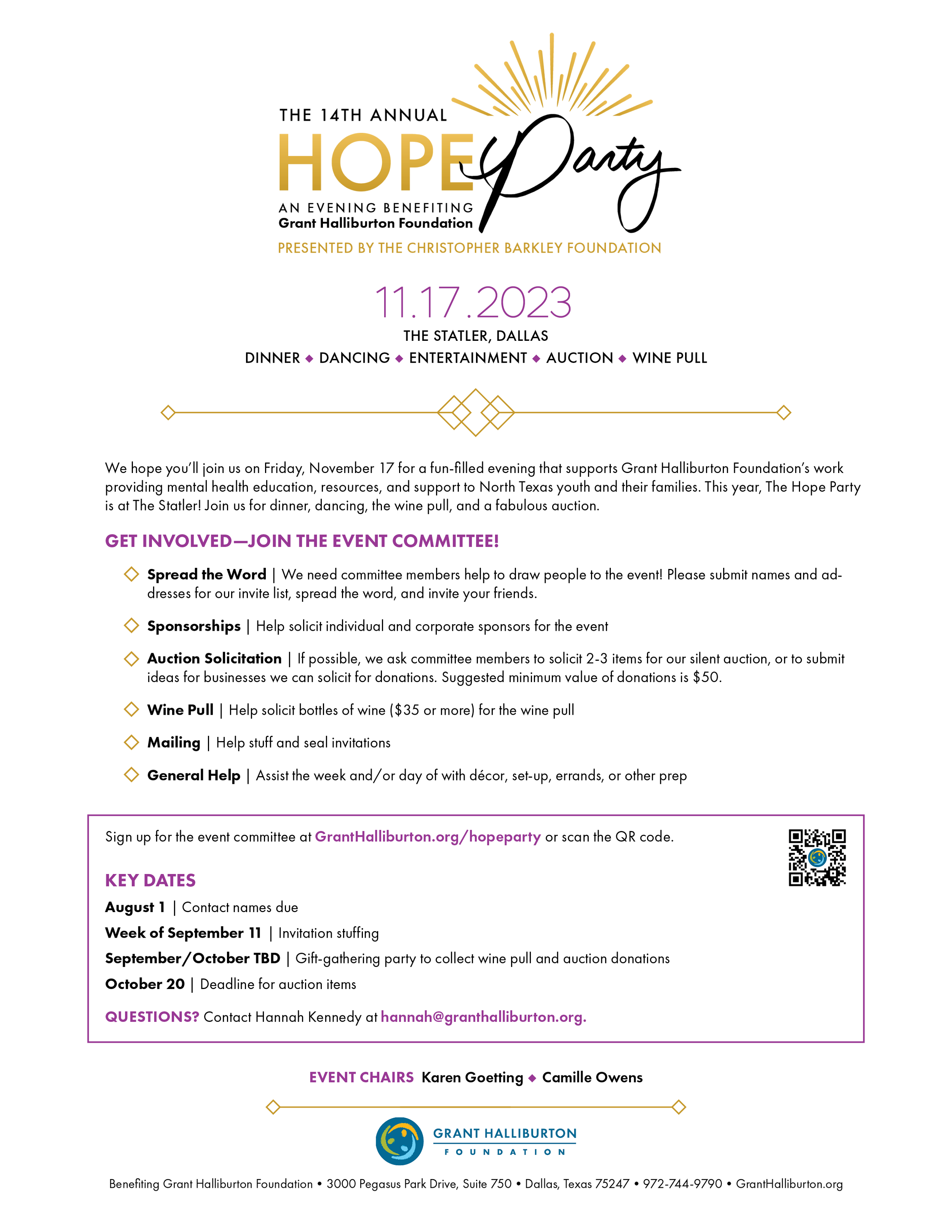 The Hope Party | Committee Portal — Grant Halliburton Foundation